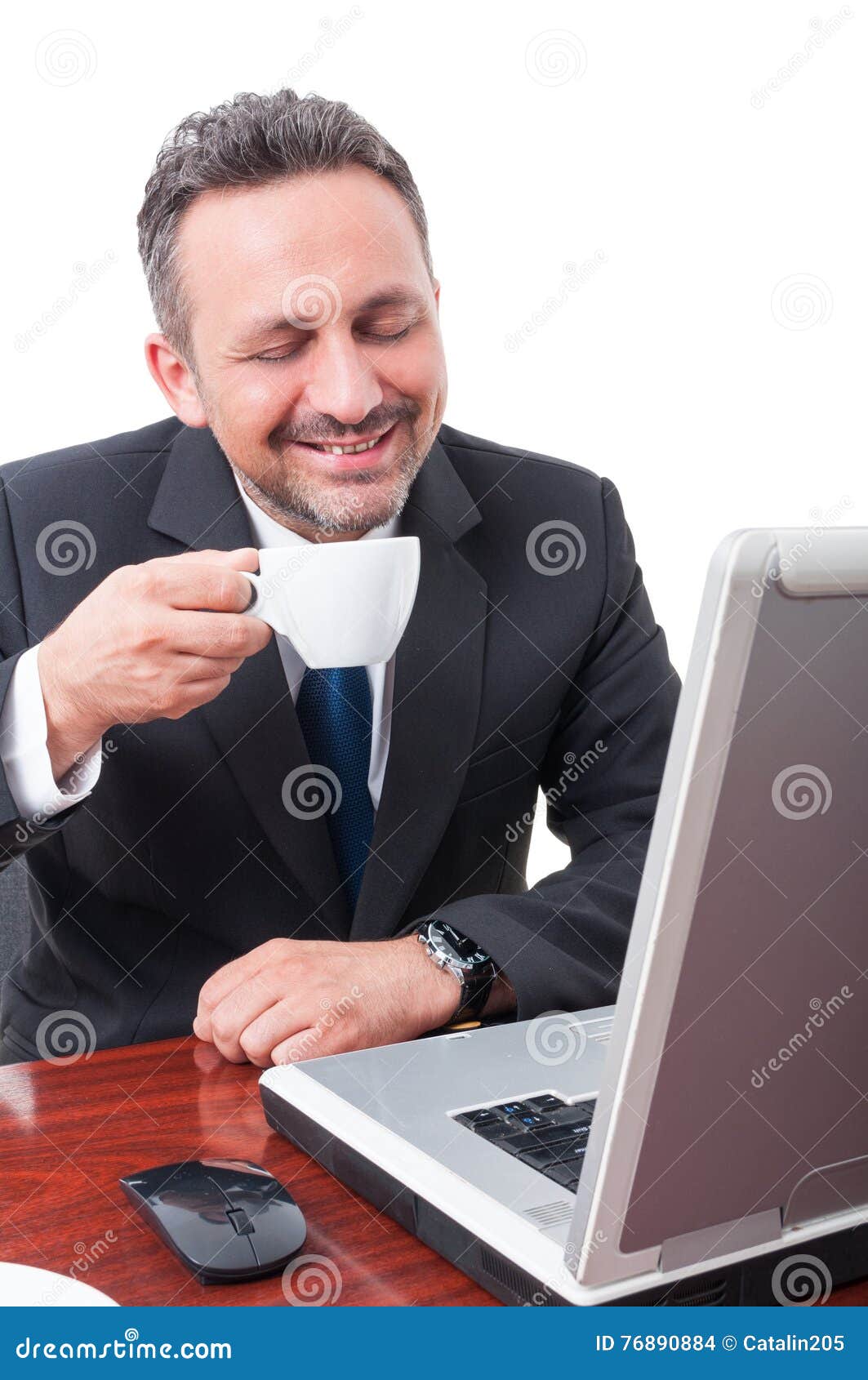 Happy and Relaxed Manager Drinking Espresso Stock Photo - Image of ...