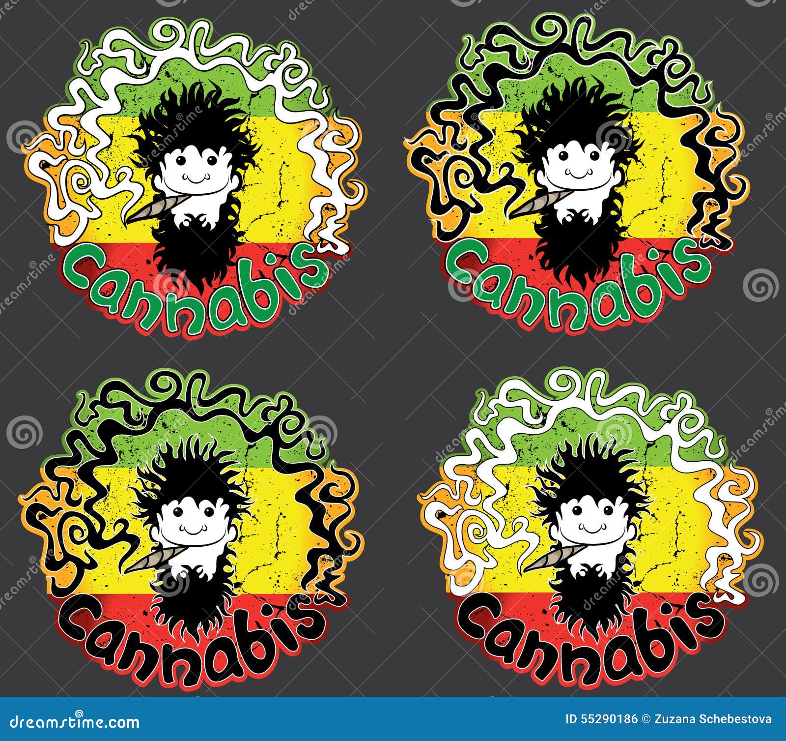 Happy Relaxed Rastafarian Guy Smoking Marijuana Joint Illustration ...