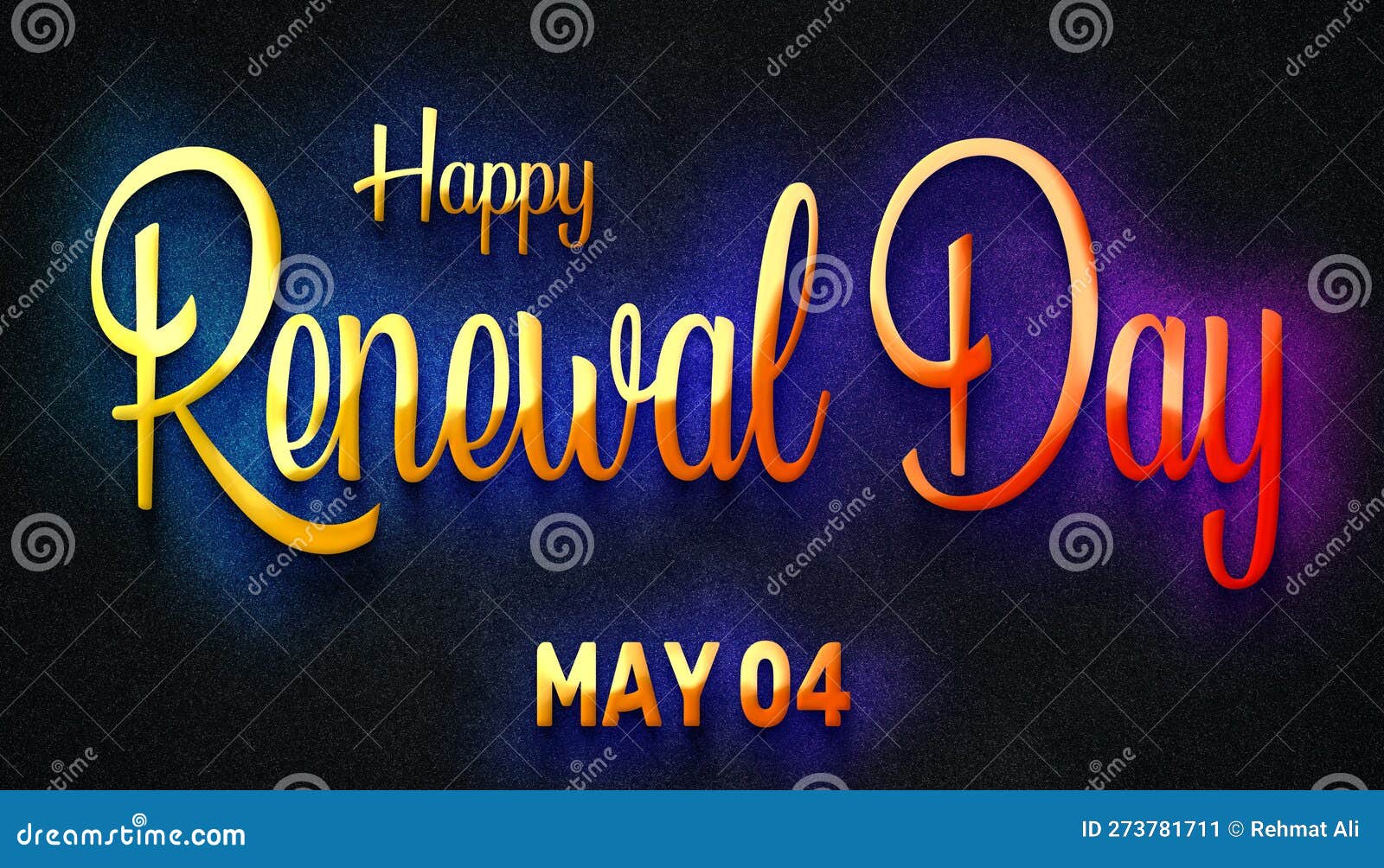 Happy Renewal Day, May 04. Calendar of May Neon Text Effect, Design ...