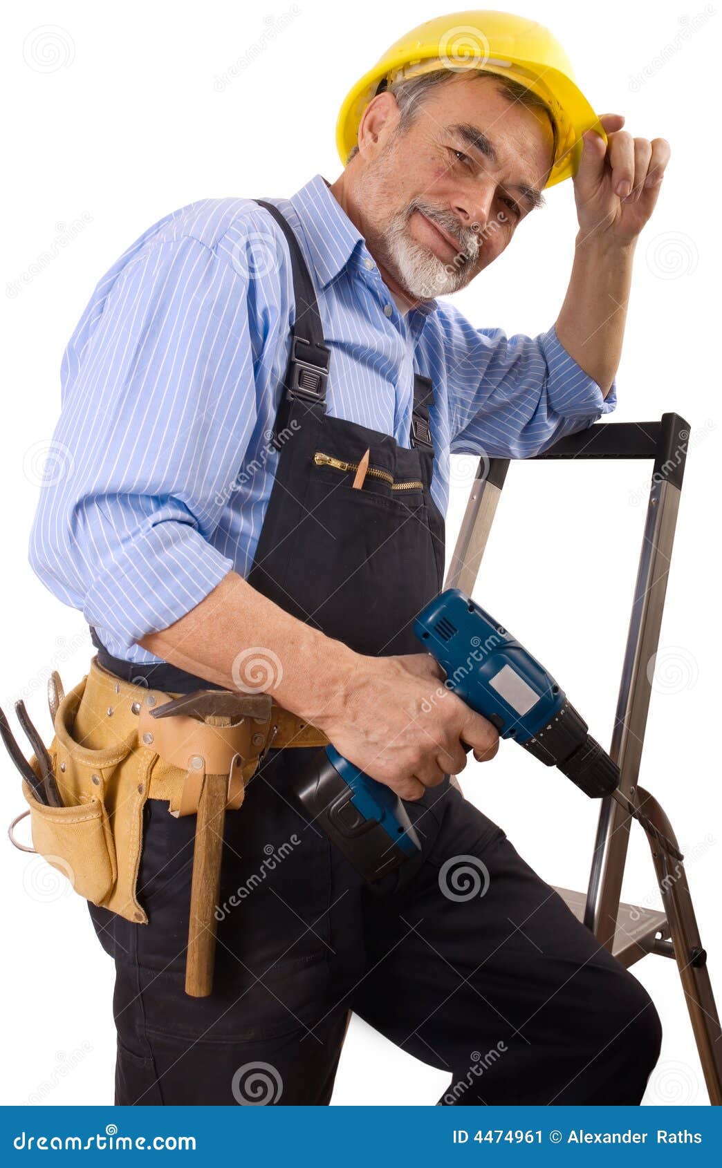 Happy repairman stock image. Image of perforate, clothing - 4474961