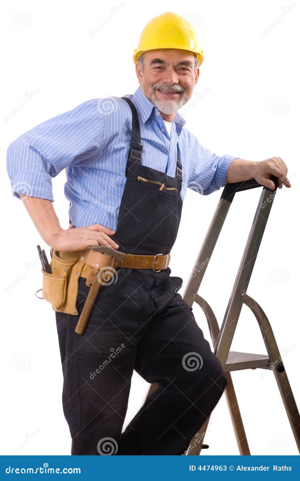 Happy repairman stock image. Image of repair, bore, ladder - 4474963