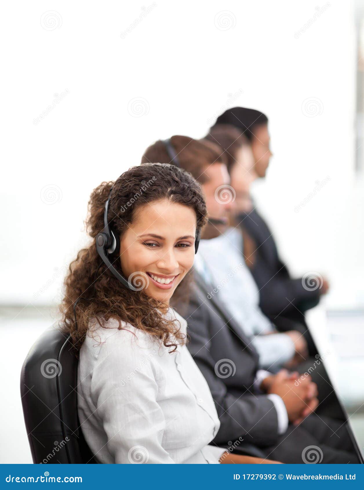 Happy Representative with Her Colleagues Stock Photo - Image of male ...