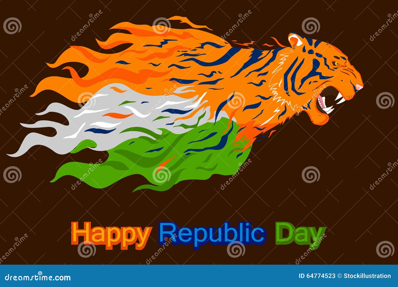 Happy Republic Day India Tricolor Tiger Stock Illustrations – 32 Happy ...