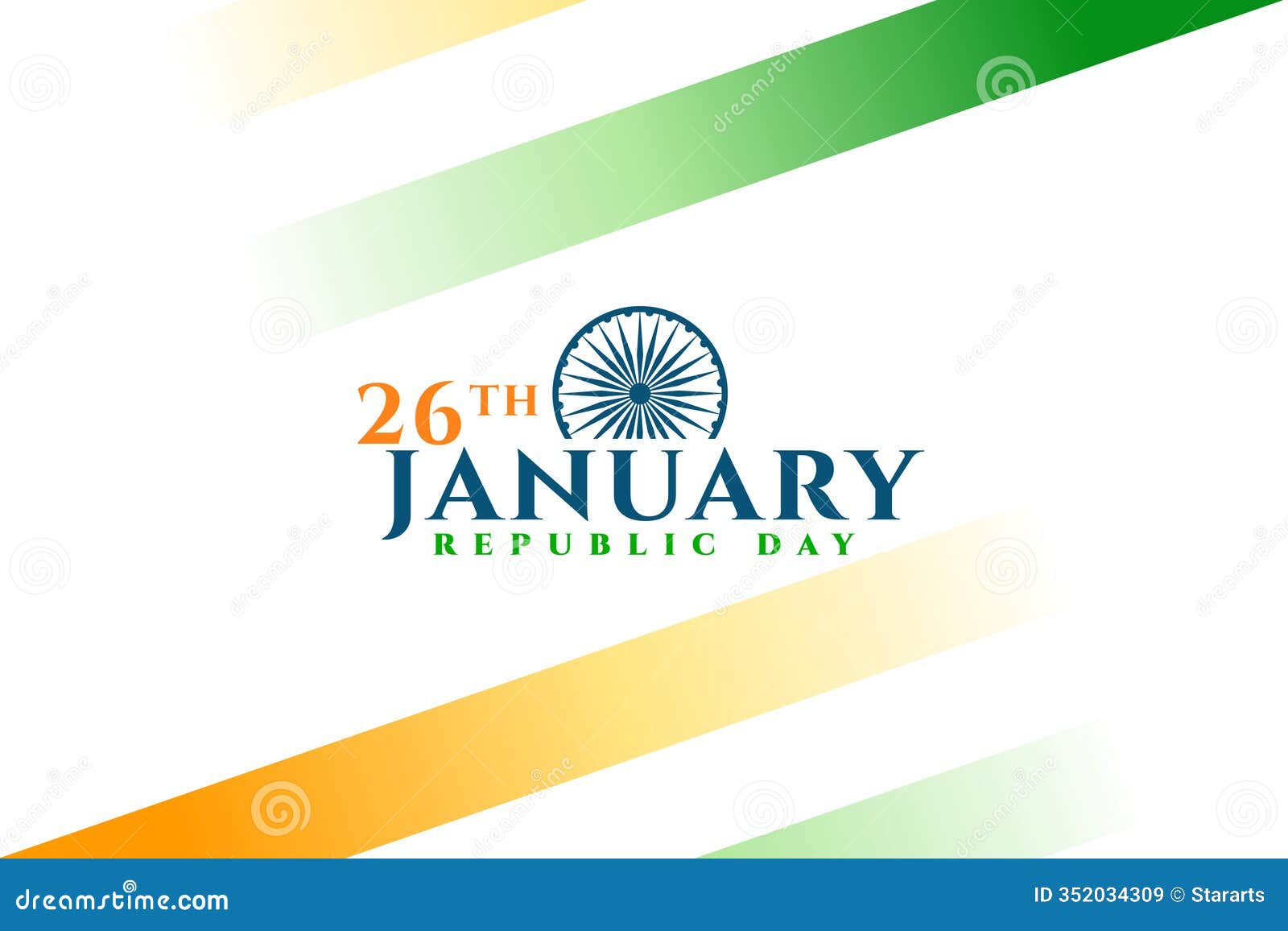 Happy Republic Day 26th January Background with Tricolor Stripe Stock ...