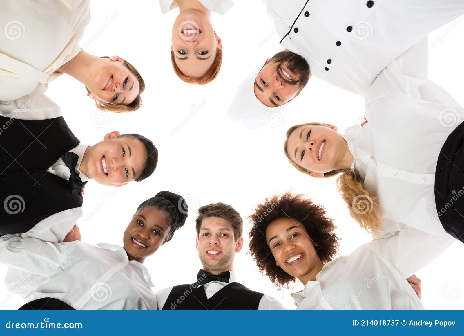 Happy Restaurant Staff Forming Huddle Stock Image - Image of hotel ...
