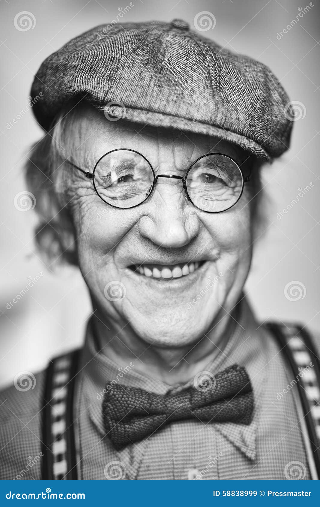 Happy retired man stock image. Image of eyeglasses, bowtie - 58838999