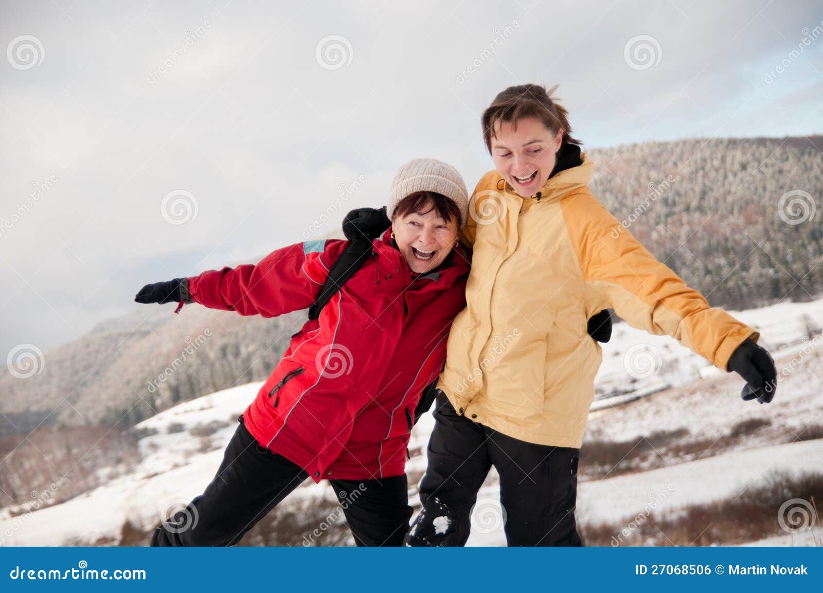 Happy Retirement - Mother and Daughter in Winter Stock Photo - Image of ...