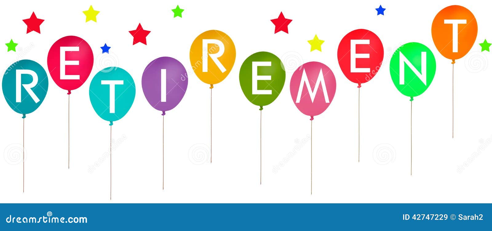 Happy Retirement Party Balloon Banner White Background Stock