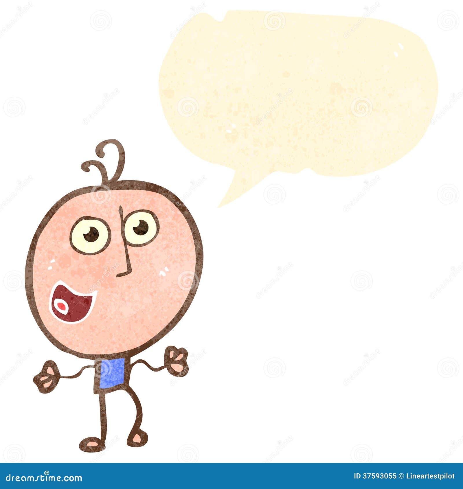 Happy Retro Cartoon Boy with Speech Bubble Stock Vector - Illustration ...