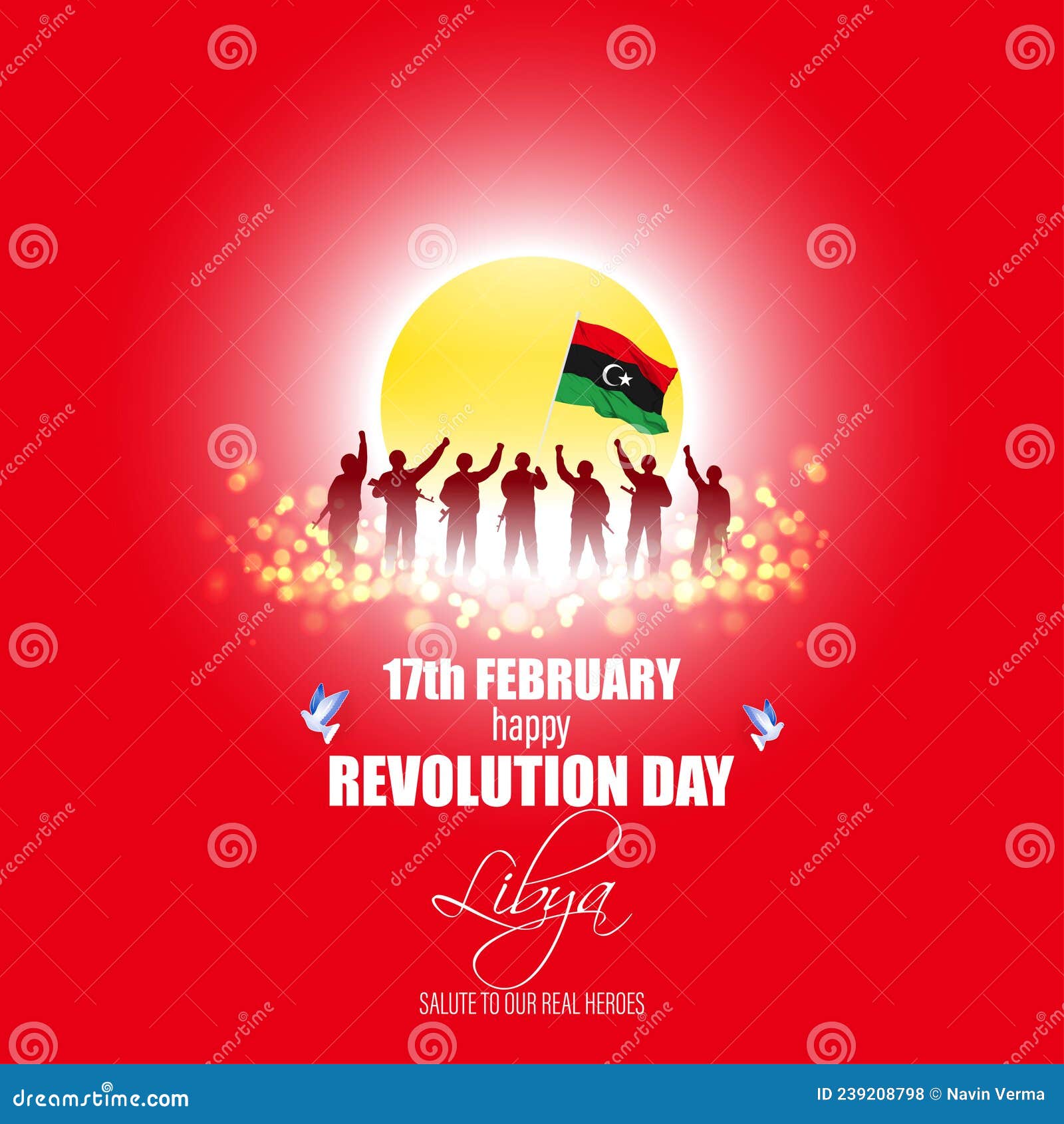 Happy Revolution Day Libya Vector Illustration Stock Vector ...