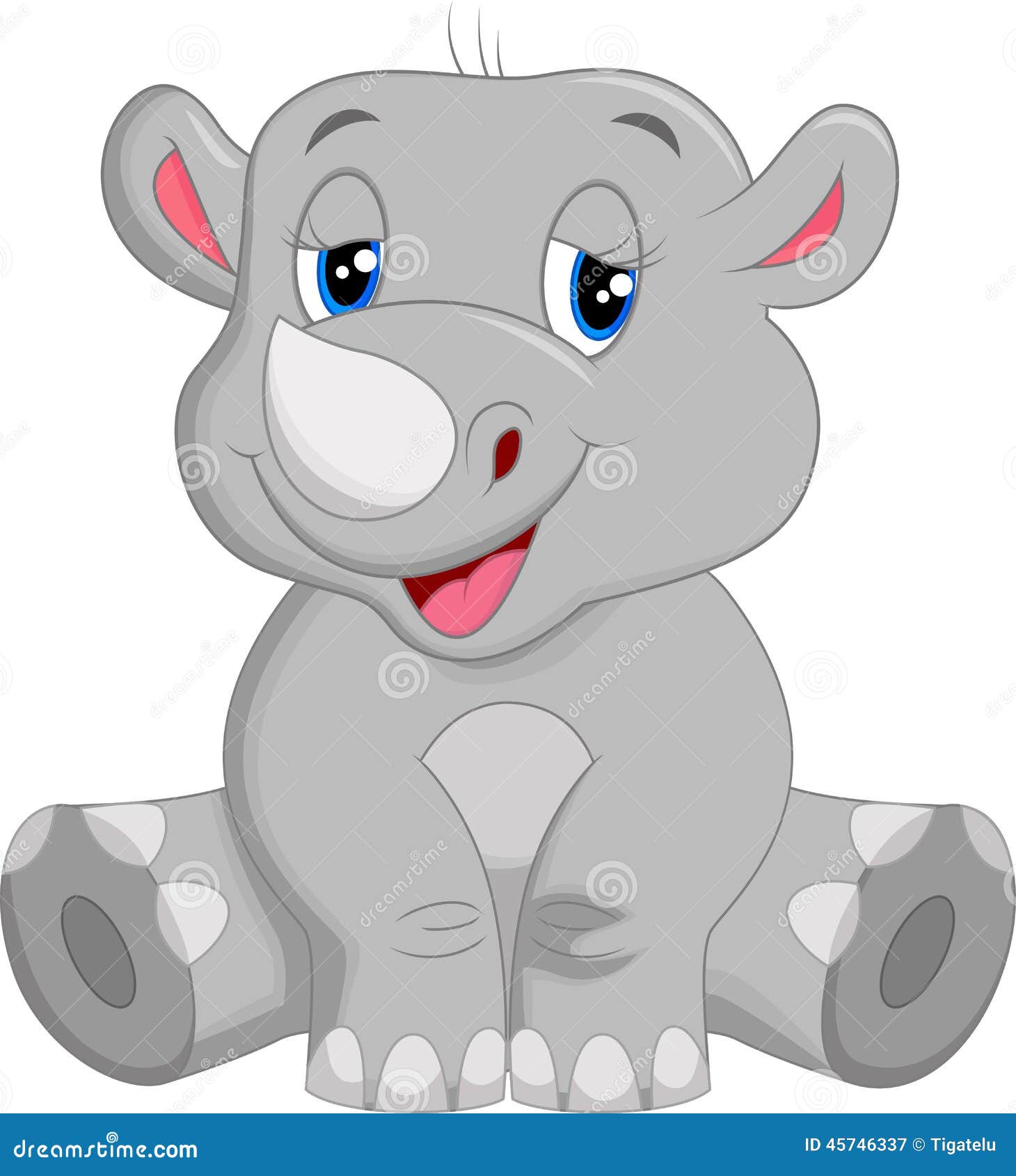 Happy Rhino Cartoon Sitting Stock Vector - Illustration of design ...