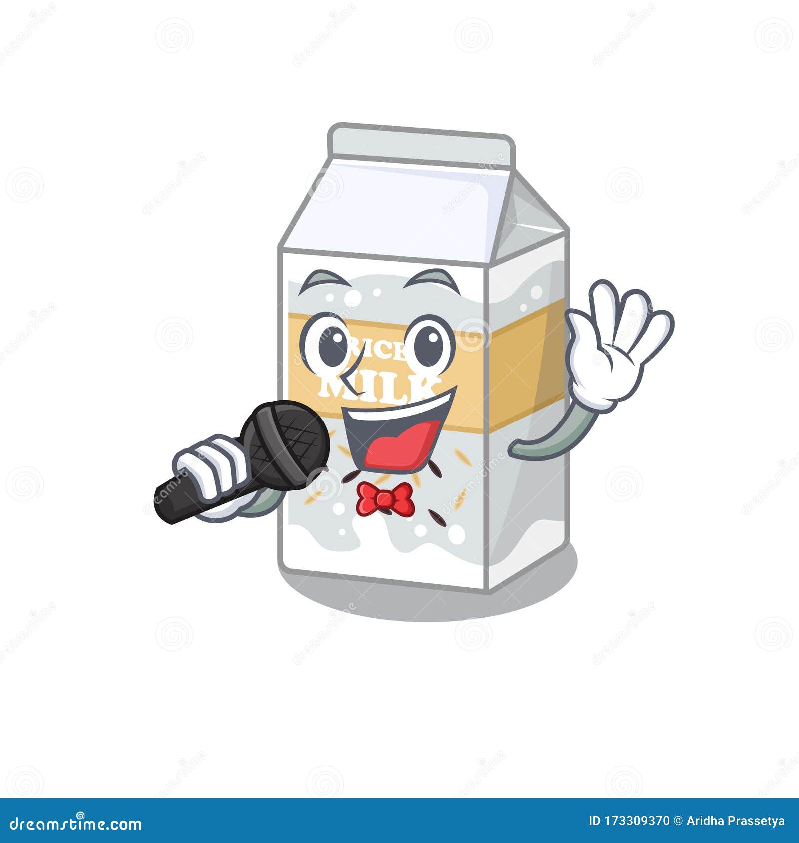 Happy Rice Milk Singing on a Microphone Stock Vector - Illustration of ...