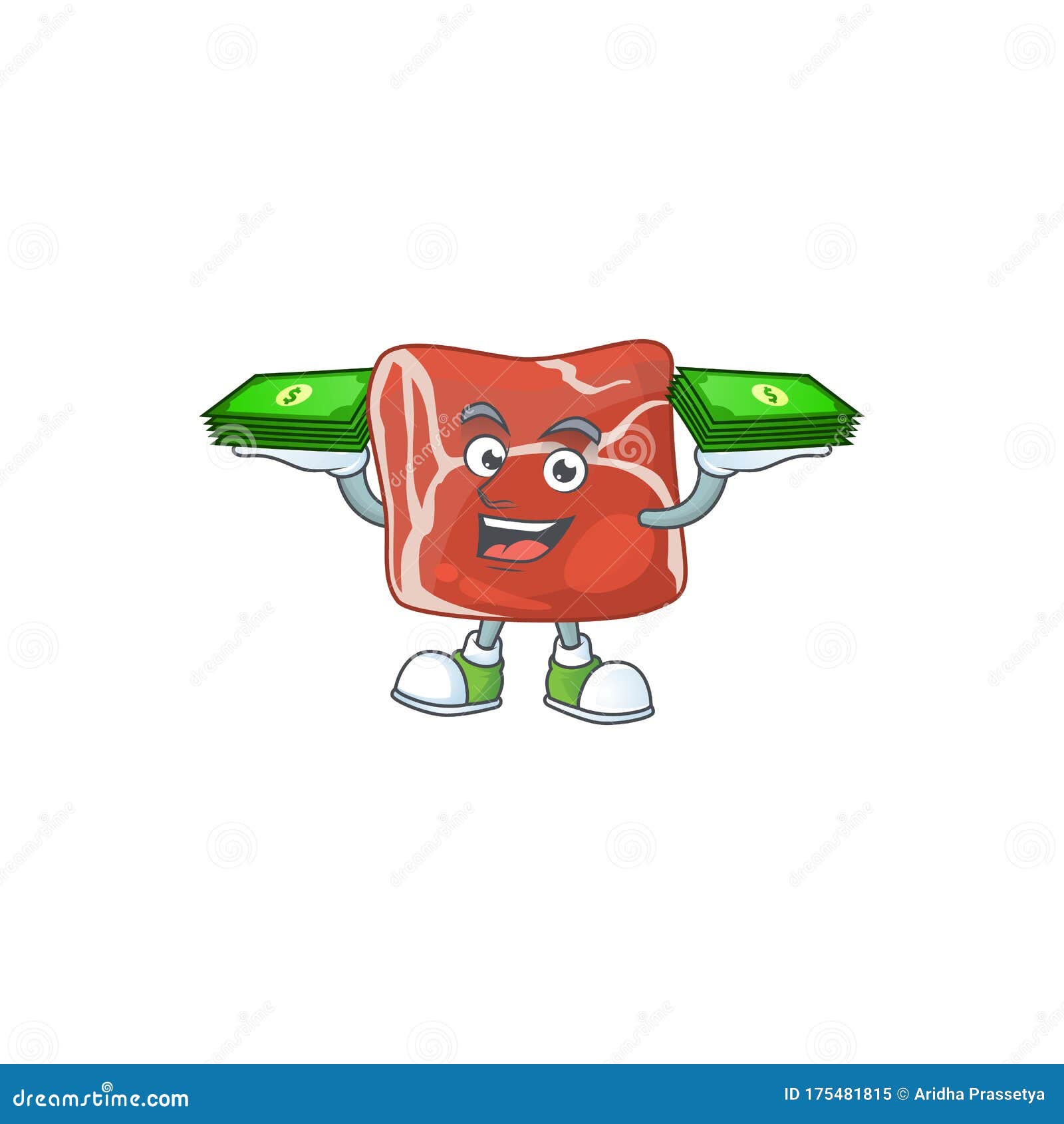 Happy Rich Beef Character with Money on Hands Stock Vector ...