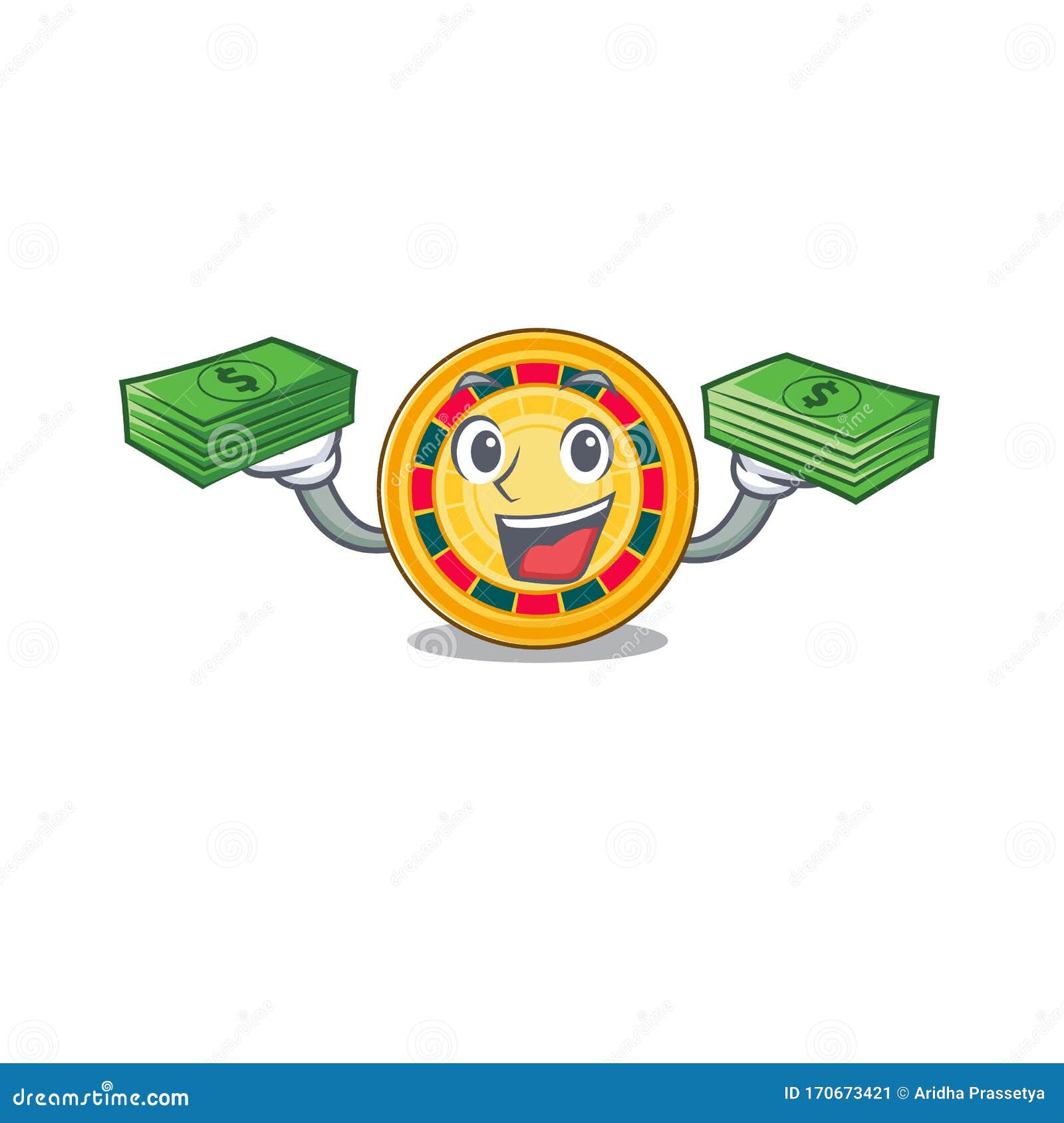 Happy Rich Roulette Character with Money on Hands Stock Vector ...