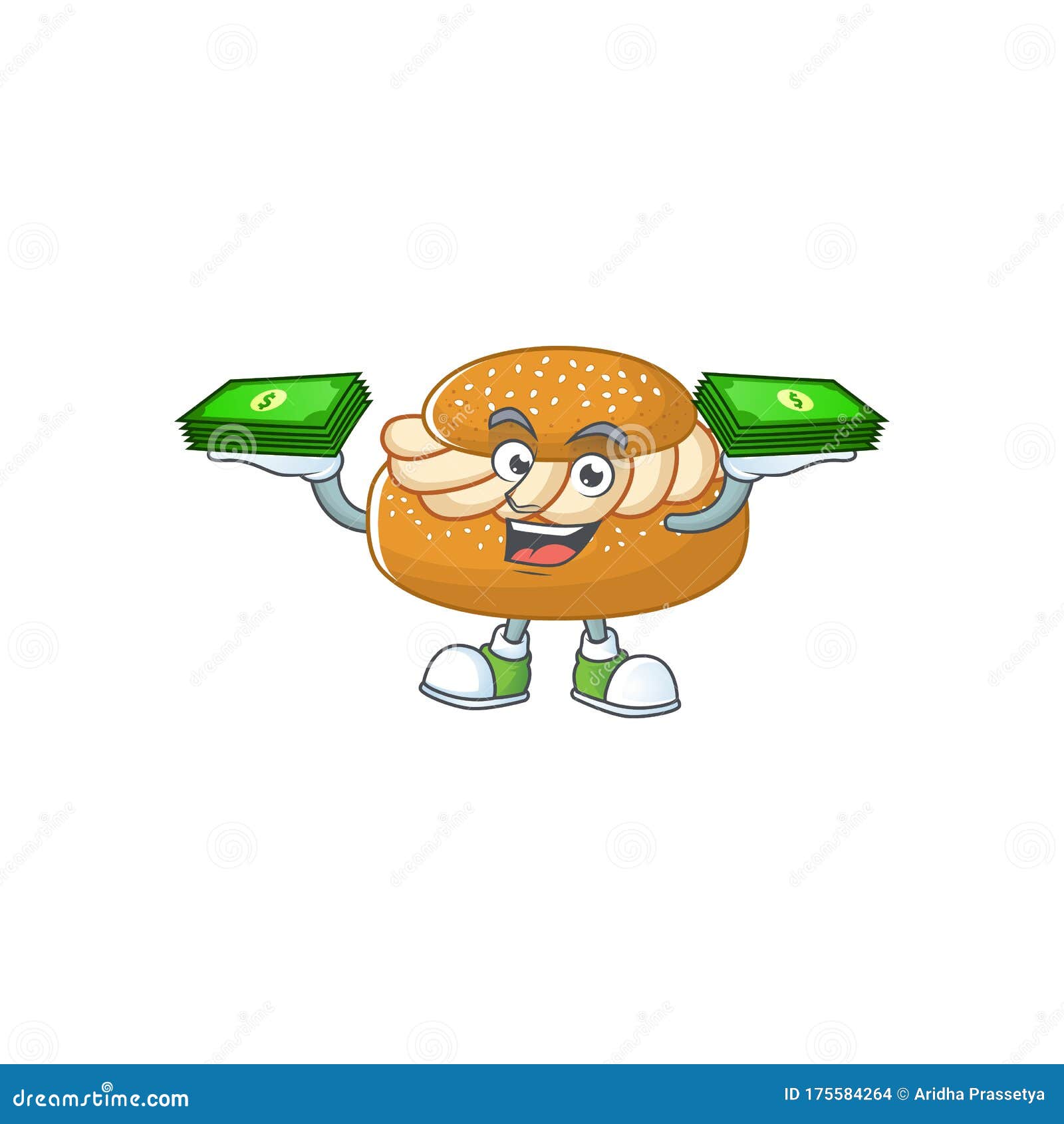 Happy Rich Semla Character with Money on Hands Stock Vector ...