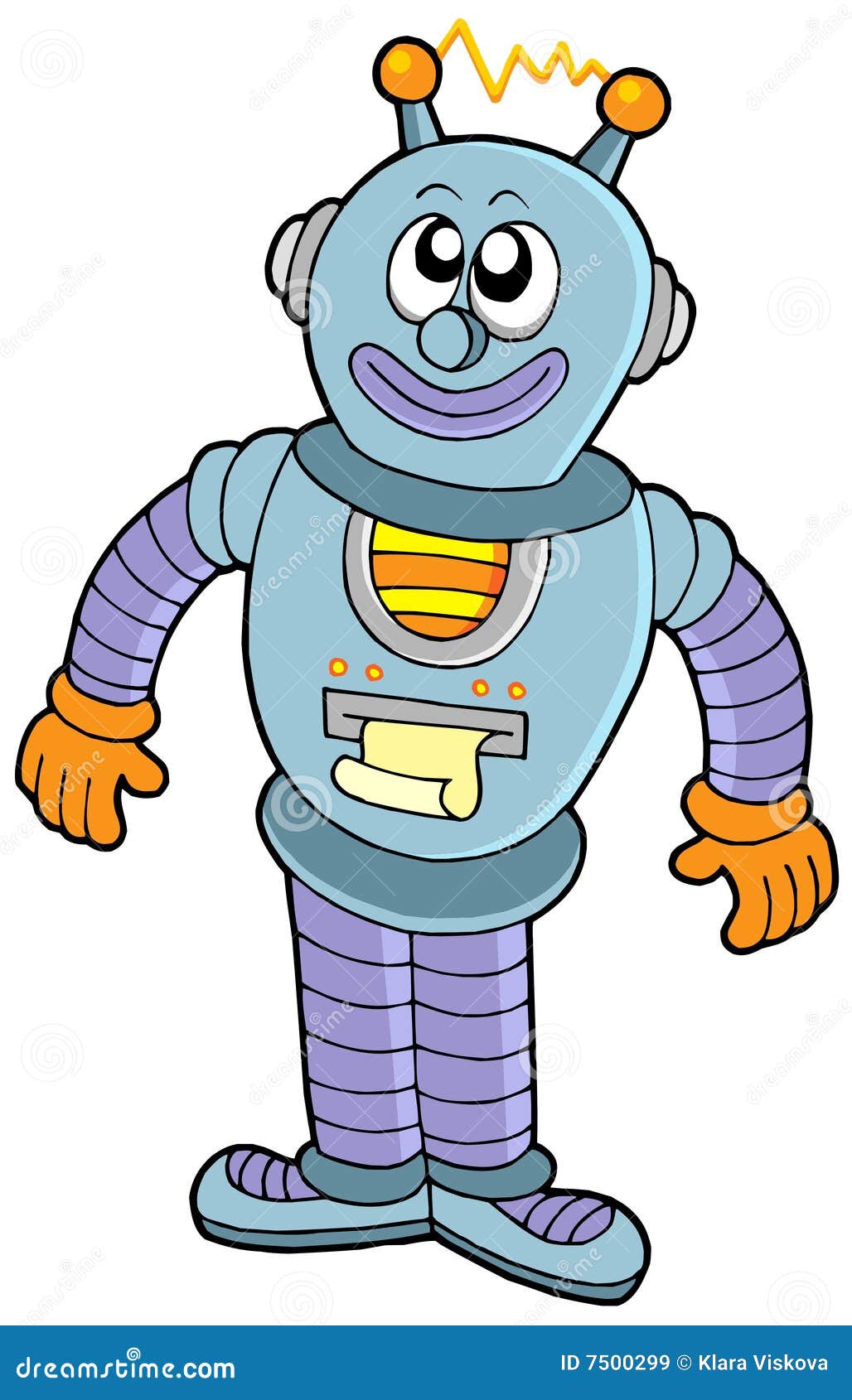 Happy Robot And Golden Cubes. Stock Photo | CartoonDealer.com #18038916