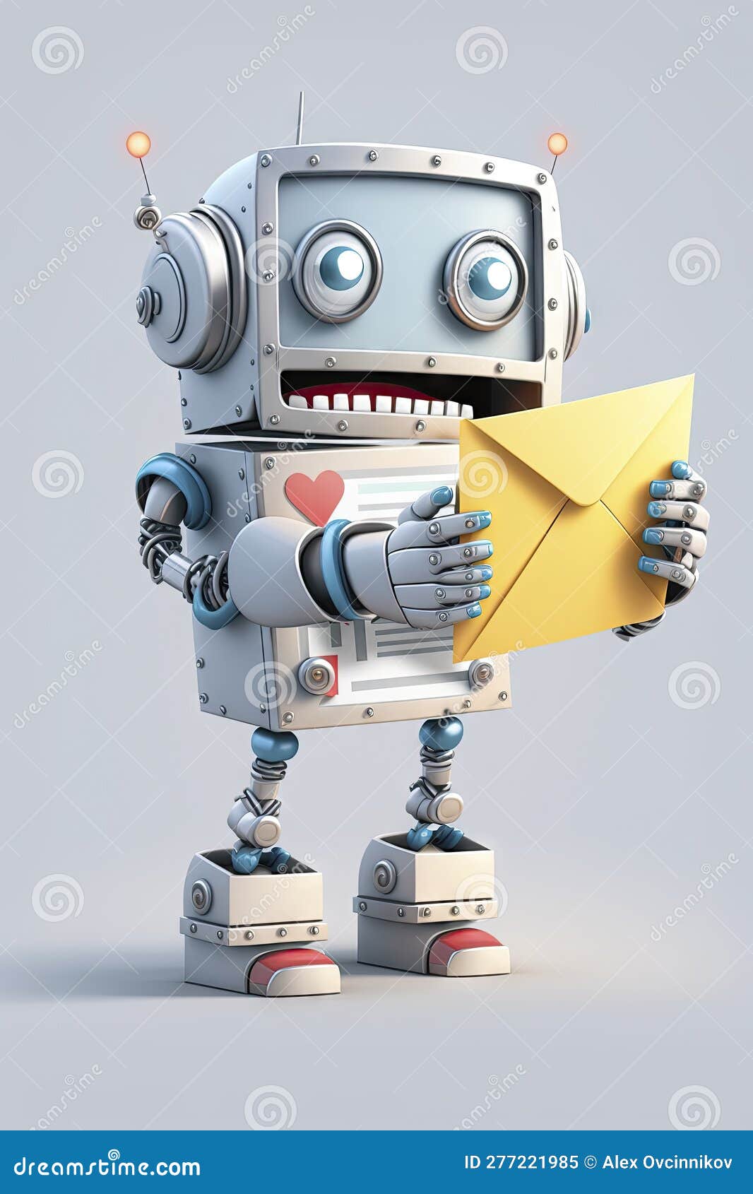 Happy Robot Delivering Email for Modern Website. Stock Image - Image of ...