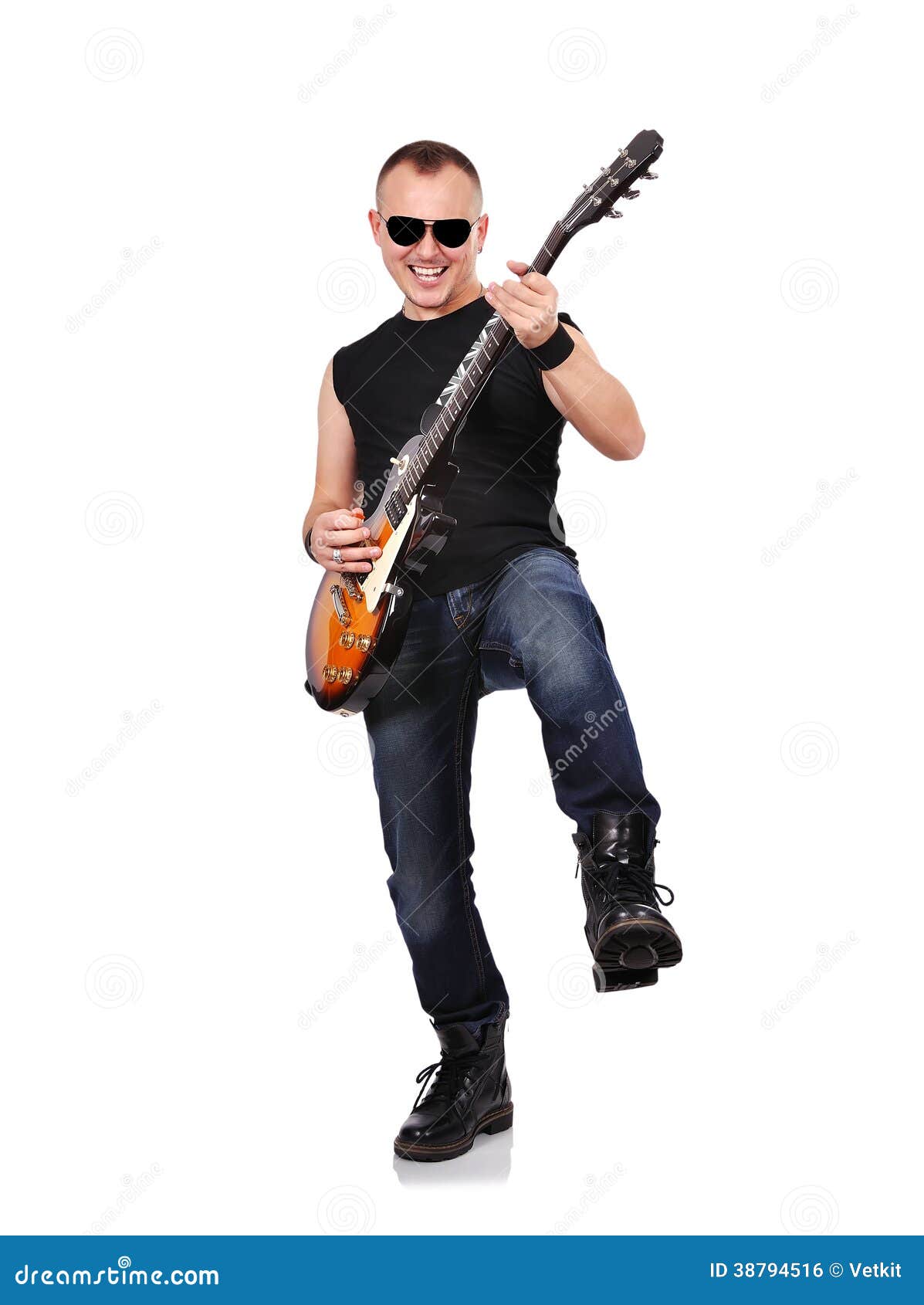 Happy rock musician stock photo. Image of guitarist, electric - 38794516