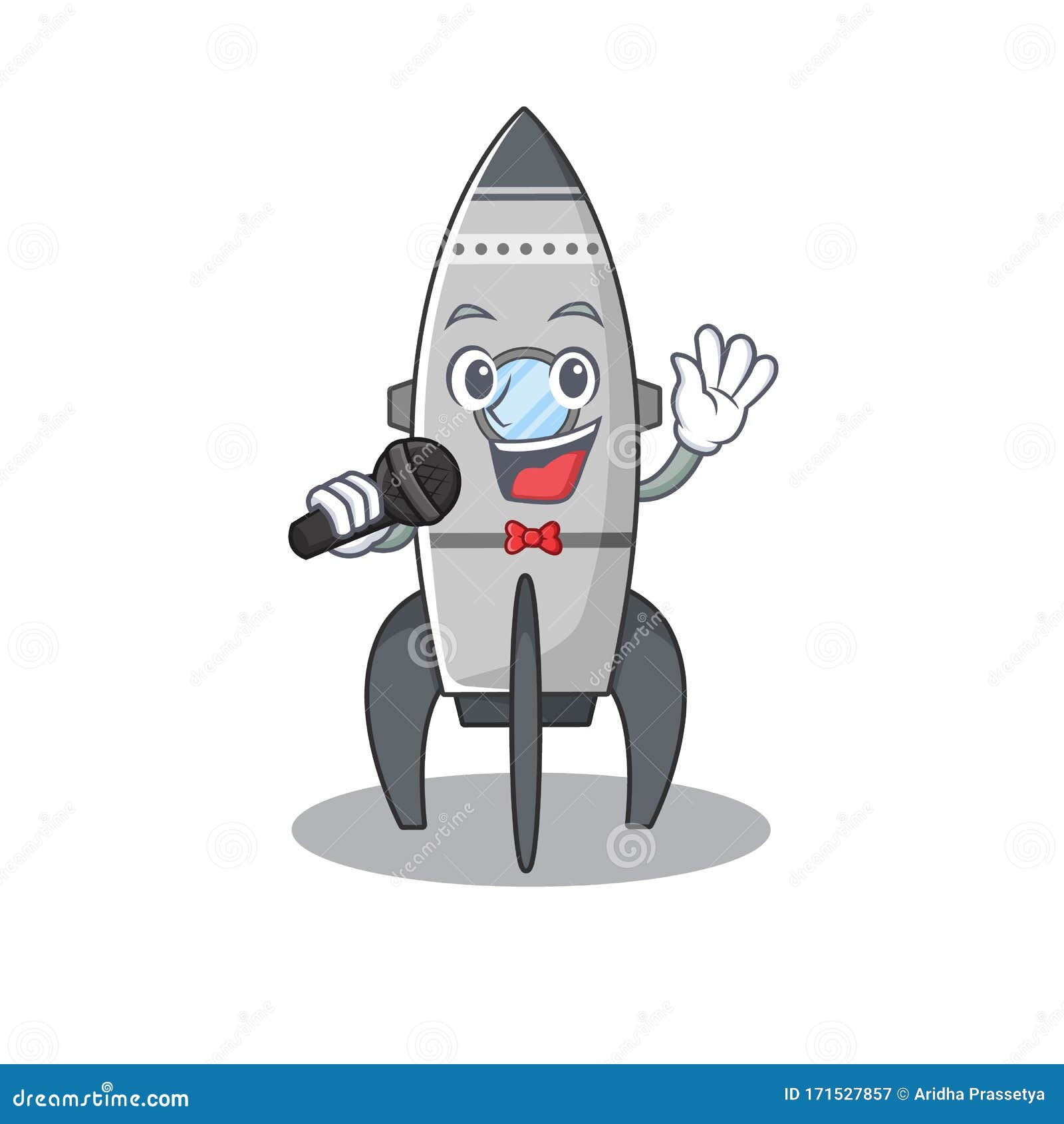 Happy Rocket Singing on a with Microphone Stock Vector - Illustration ...
