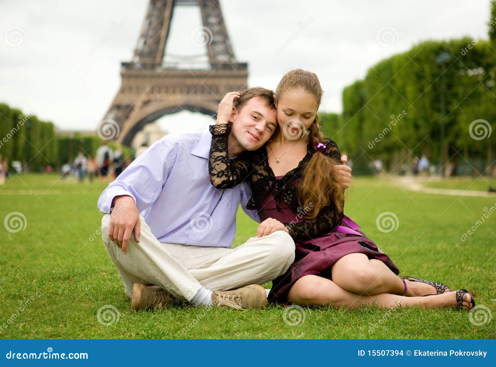 Happy Romantic Couple in Paris Stock Photo - Image of european ...
