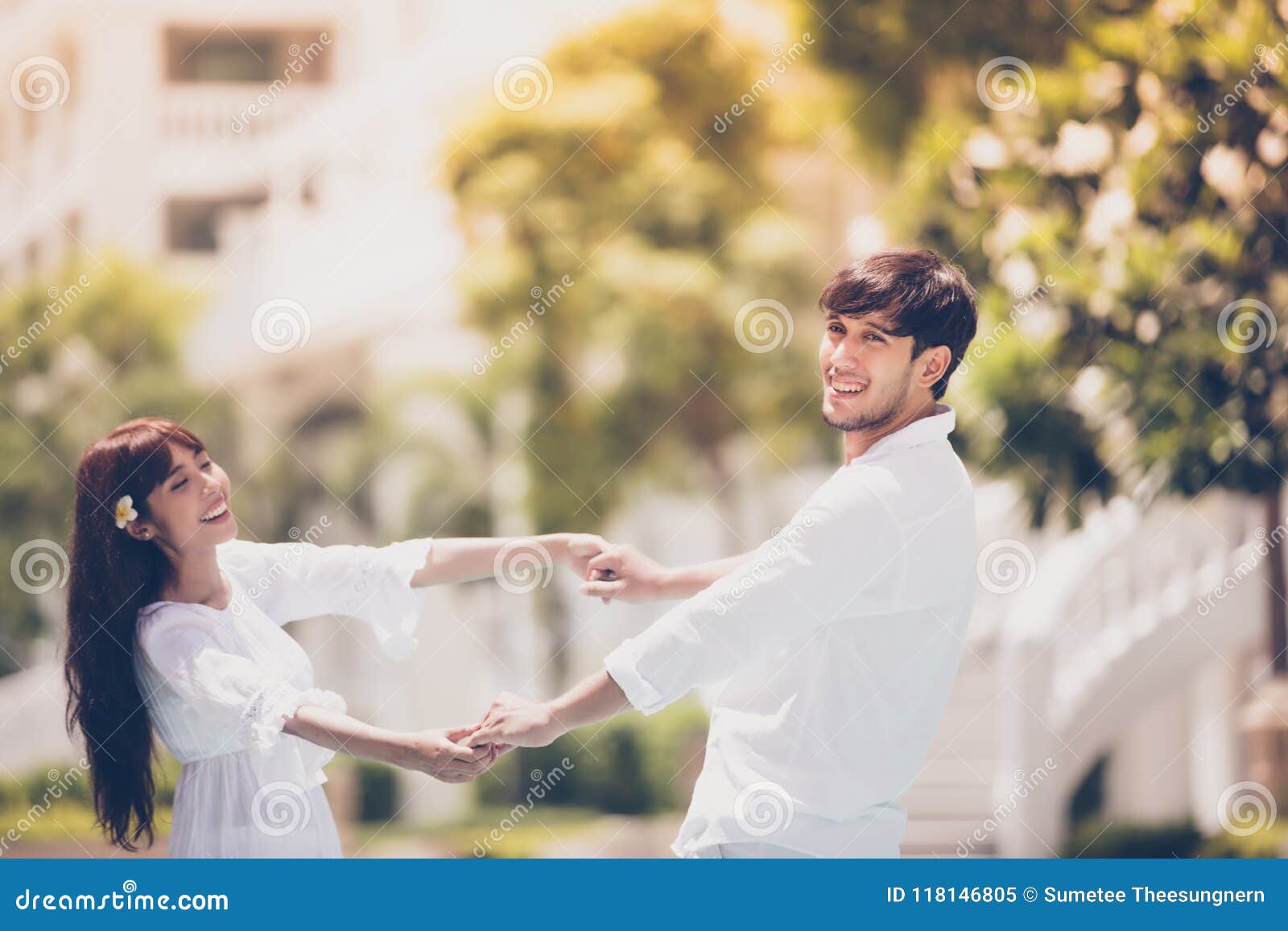 Happy Romantic Couples Lover Holding Hands Together Stock Image - Image ...