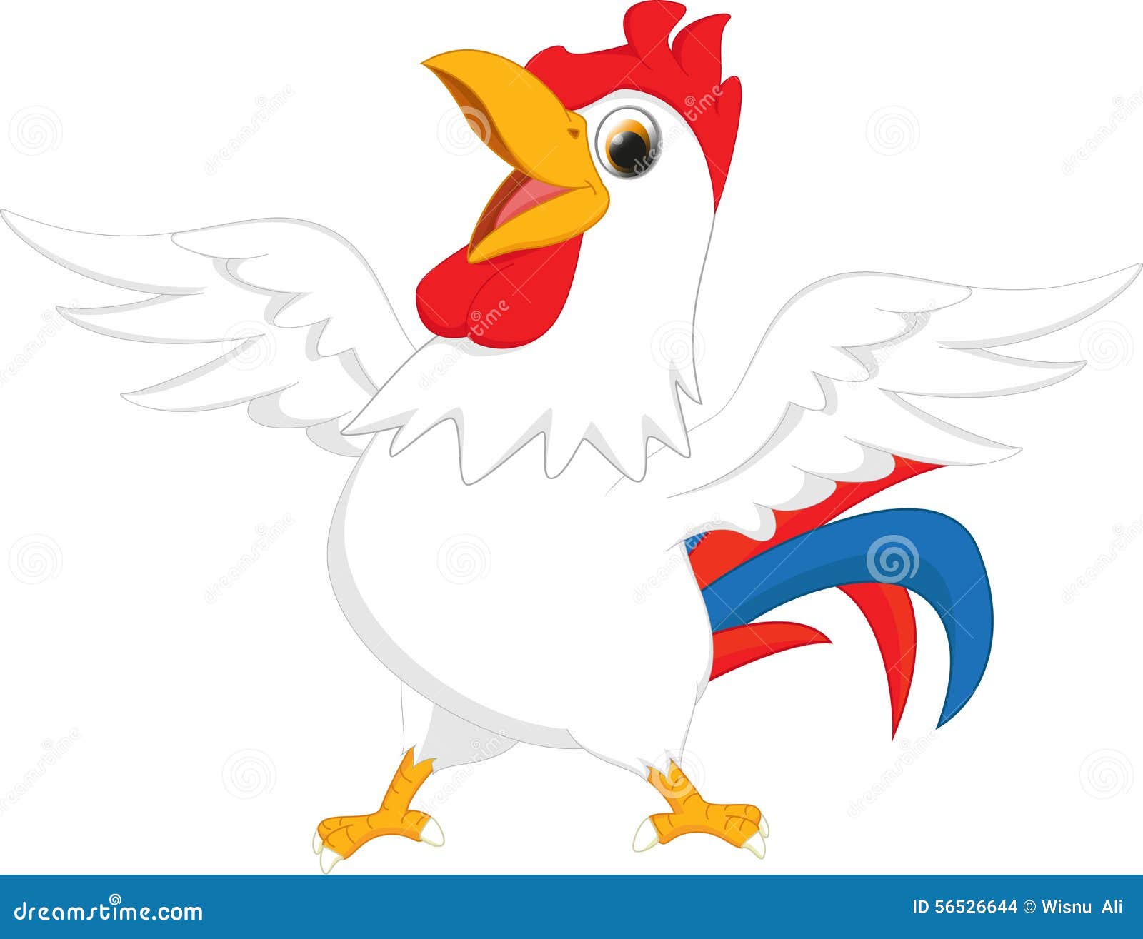 Happy rooster cartoon stock vector. Illustration of comic - 56526644