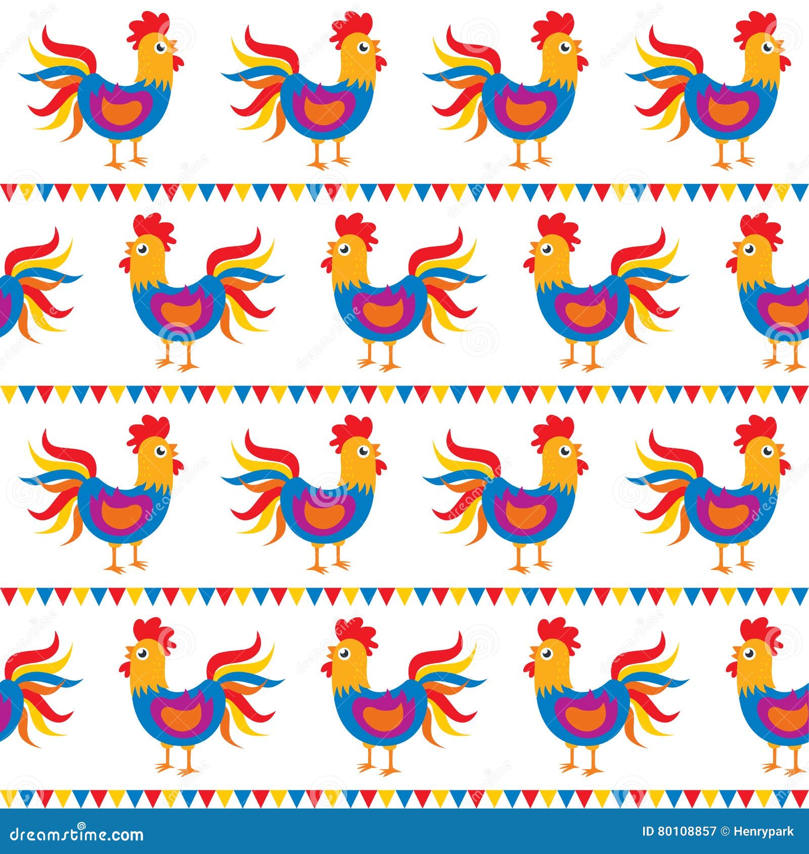 Happy rooster seamless stock vector. Illustration of celebrate - 80108857
