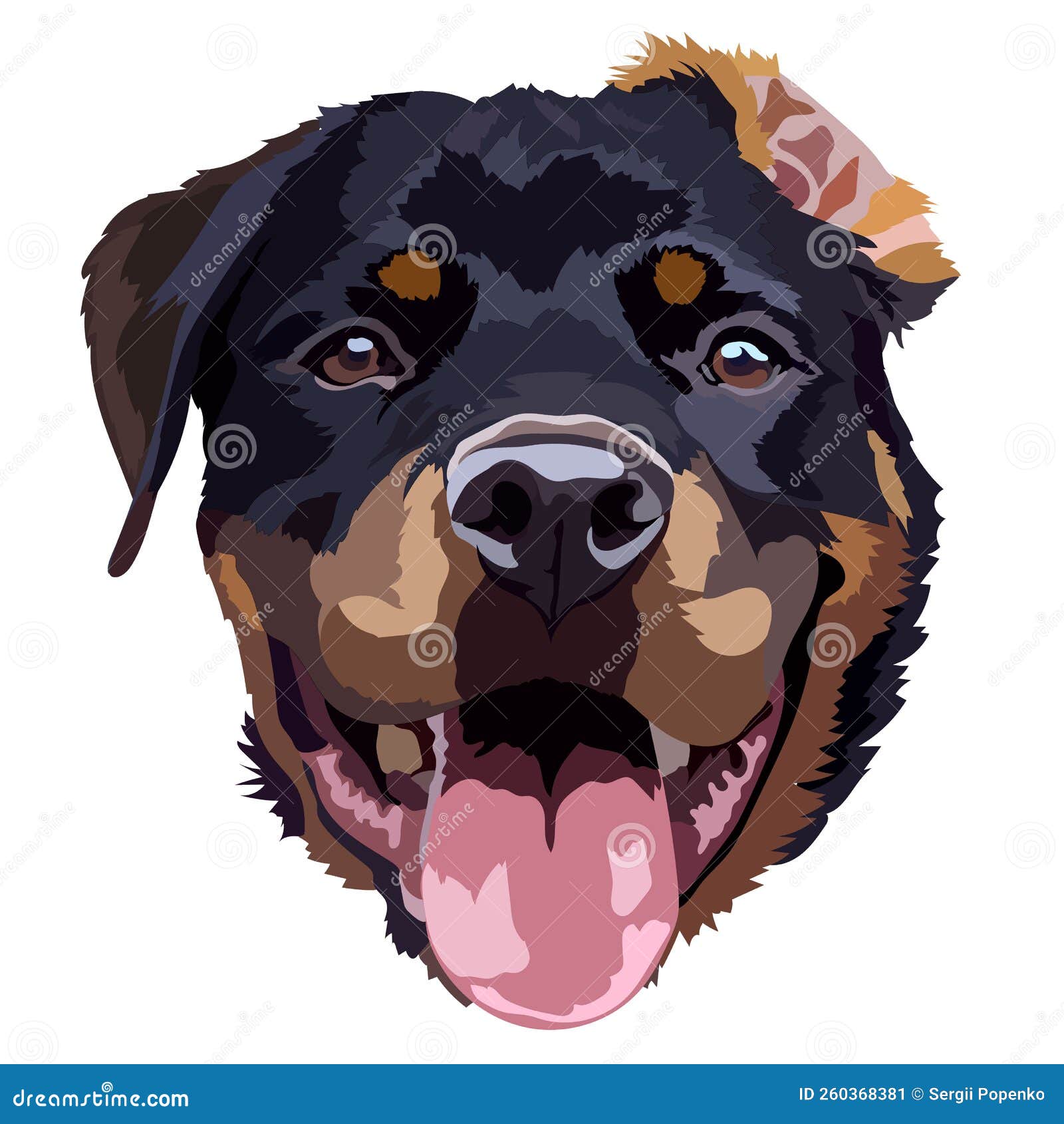 Rottweiler Dog Face Vector Stock Illustration, Dog Mascot Logo, Dog ...