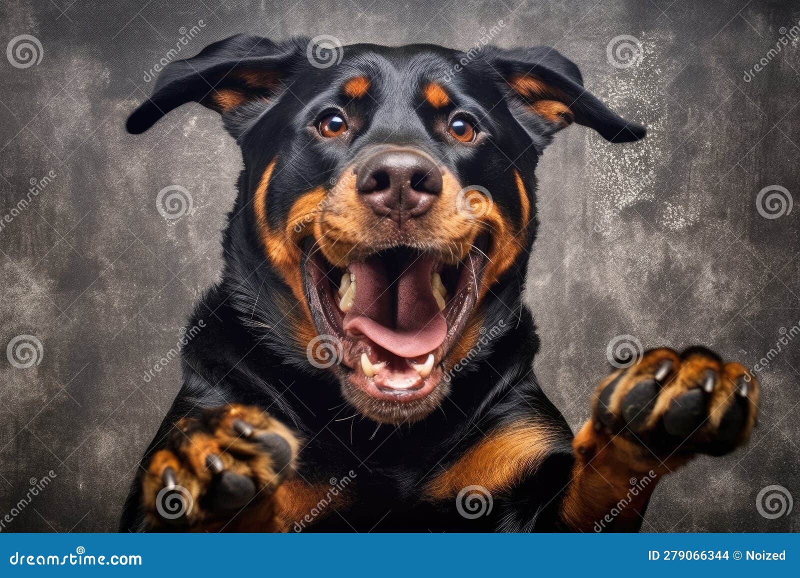 Happy Rottweiler Playing Fetch In Green Meadow - Watercolor Painting ...