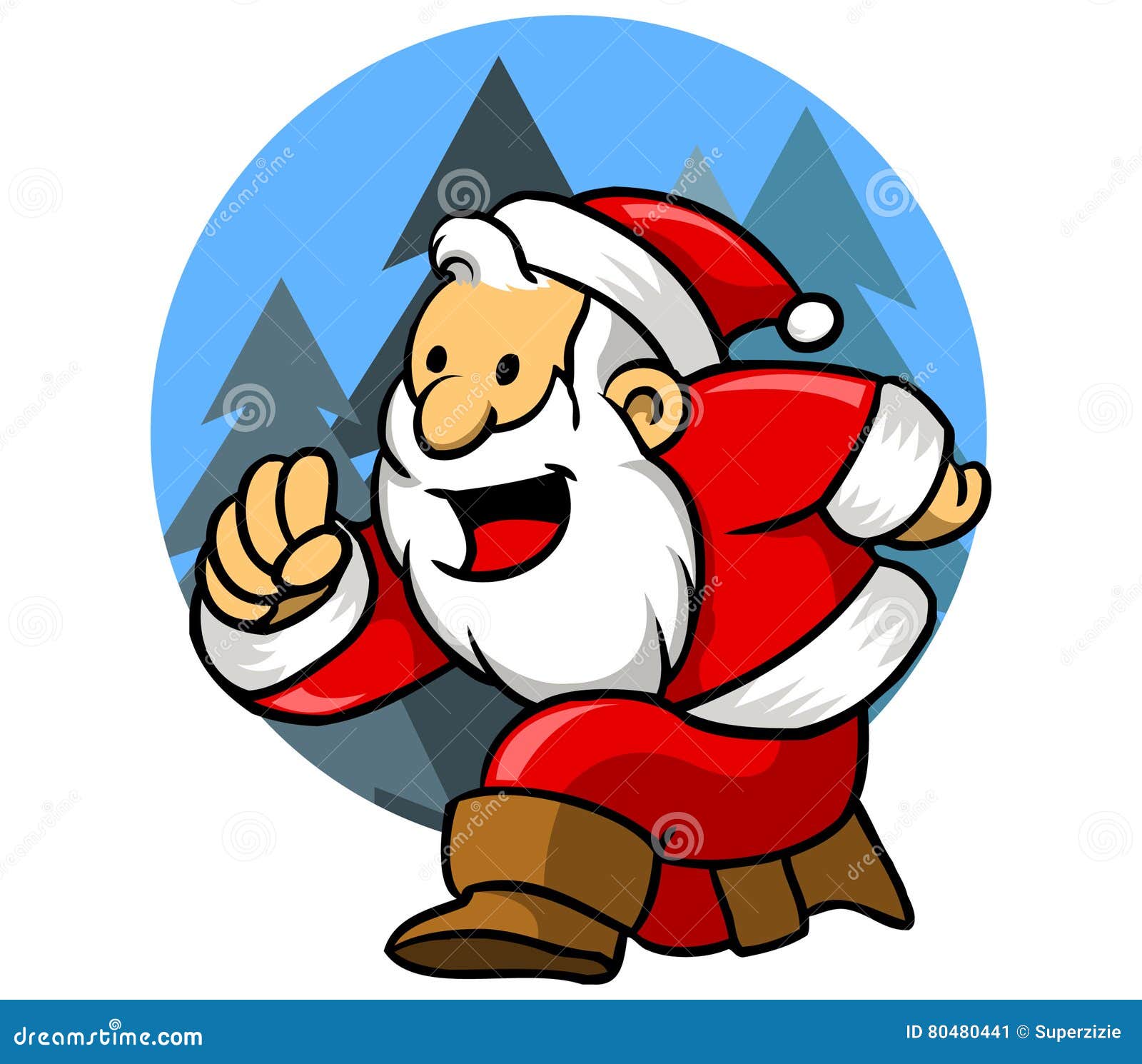 Happy Run Santa stock vector. Illustration of pine, happiness - 80480441