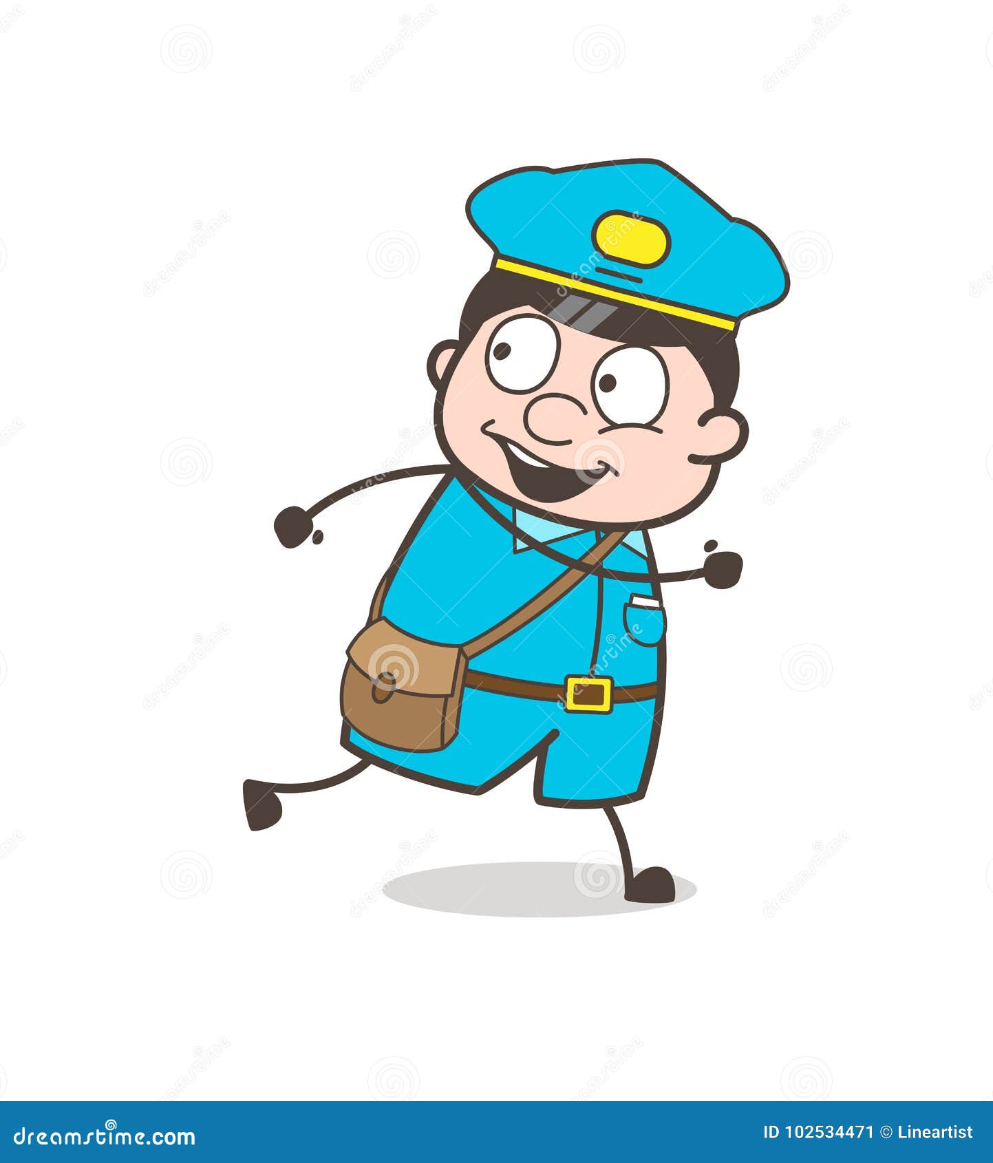 Happy Runner Postman Running Vector Stock Illustration - Illustration ...