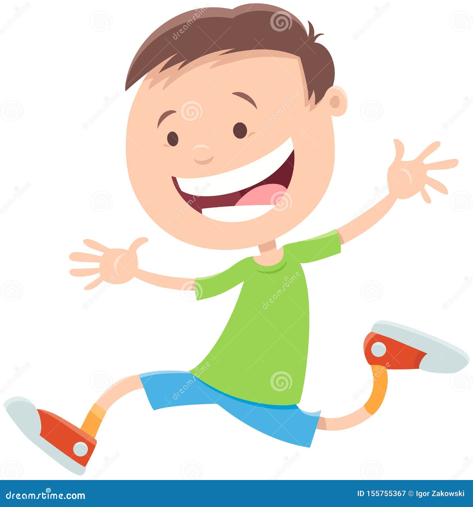 Happy Running Boy Cartoon Character Stock Vector - Illustration of ...