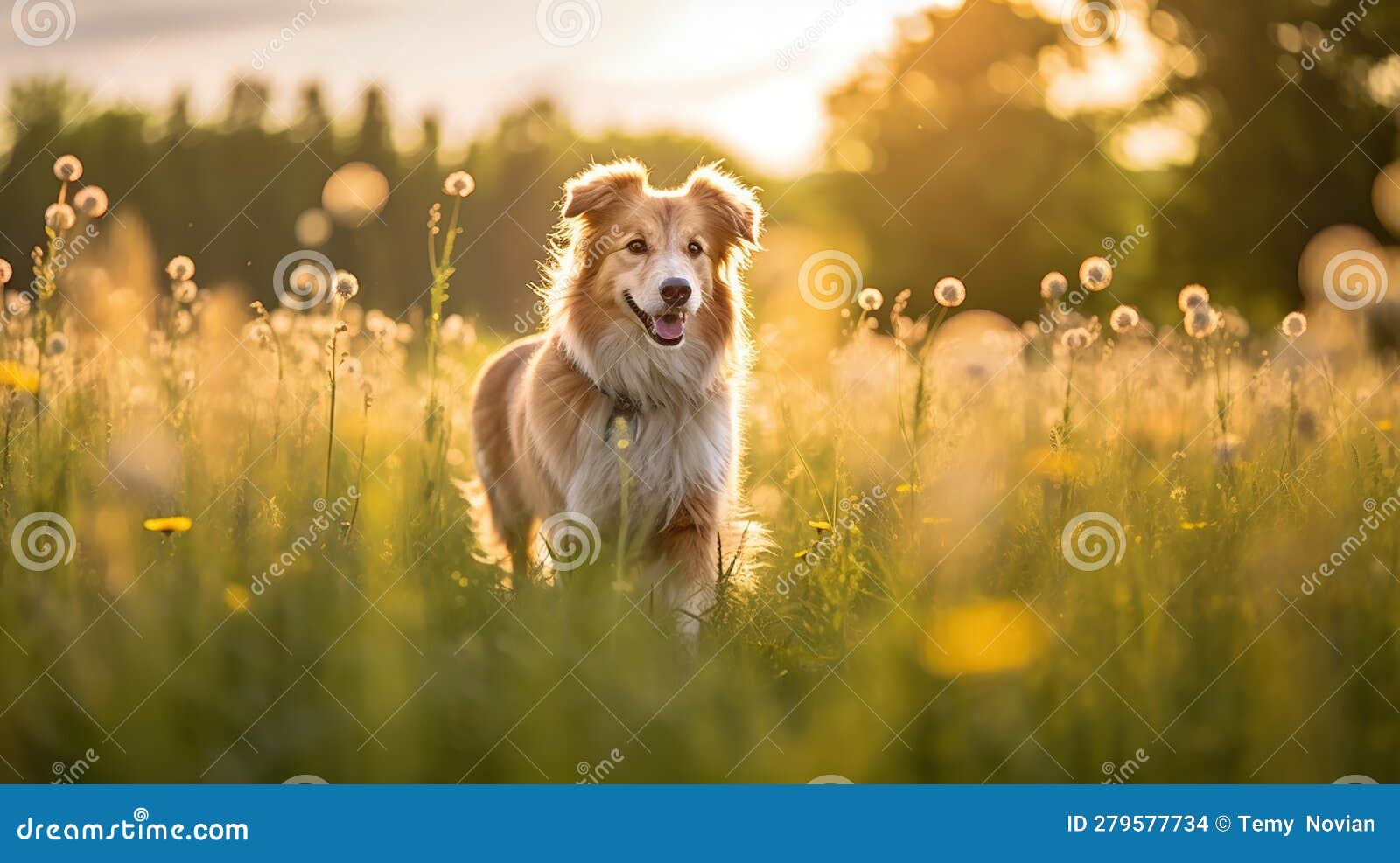 Happy Running Dog in the Grass Meadow. Generative Ai Stock Illustration ...