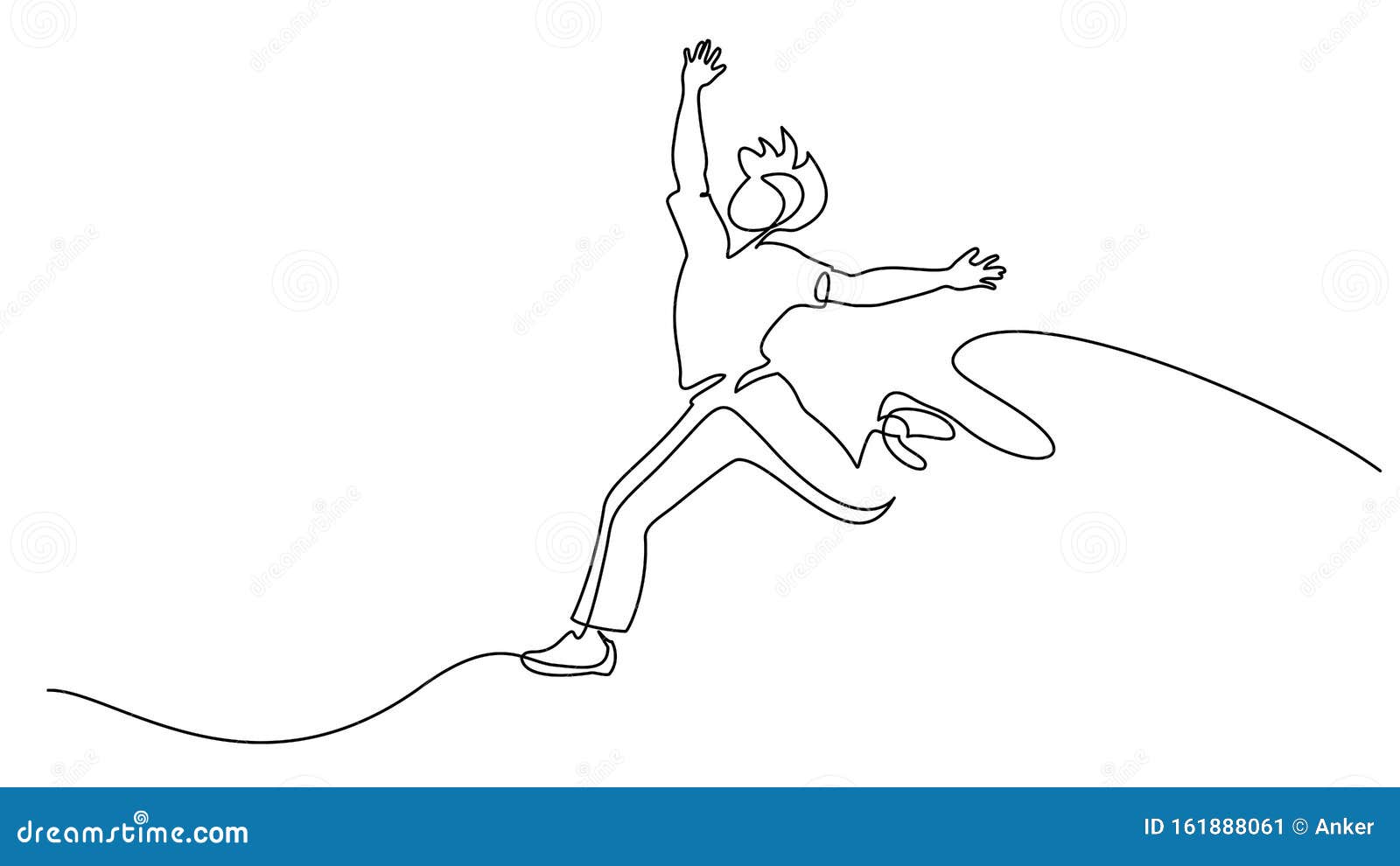 Happy Running Man. Continuous One Line Drawing Stock Vector ...