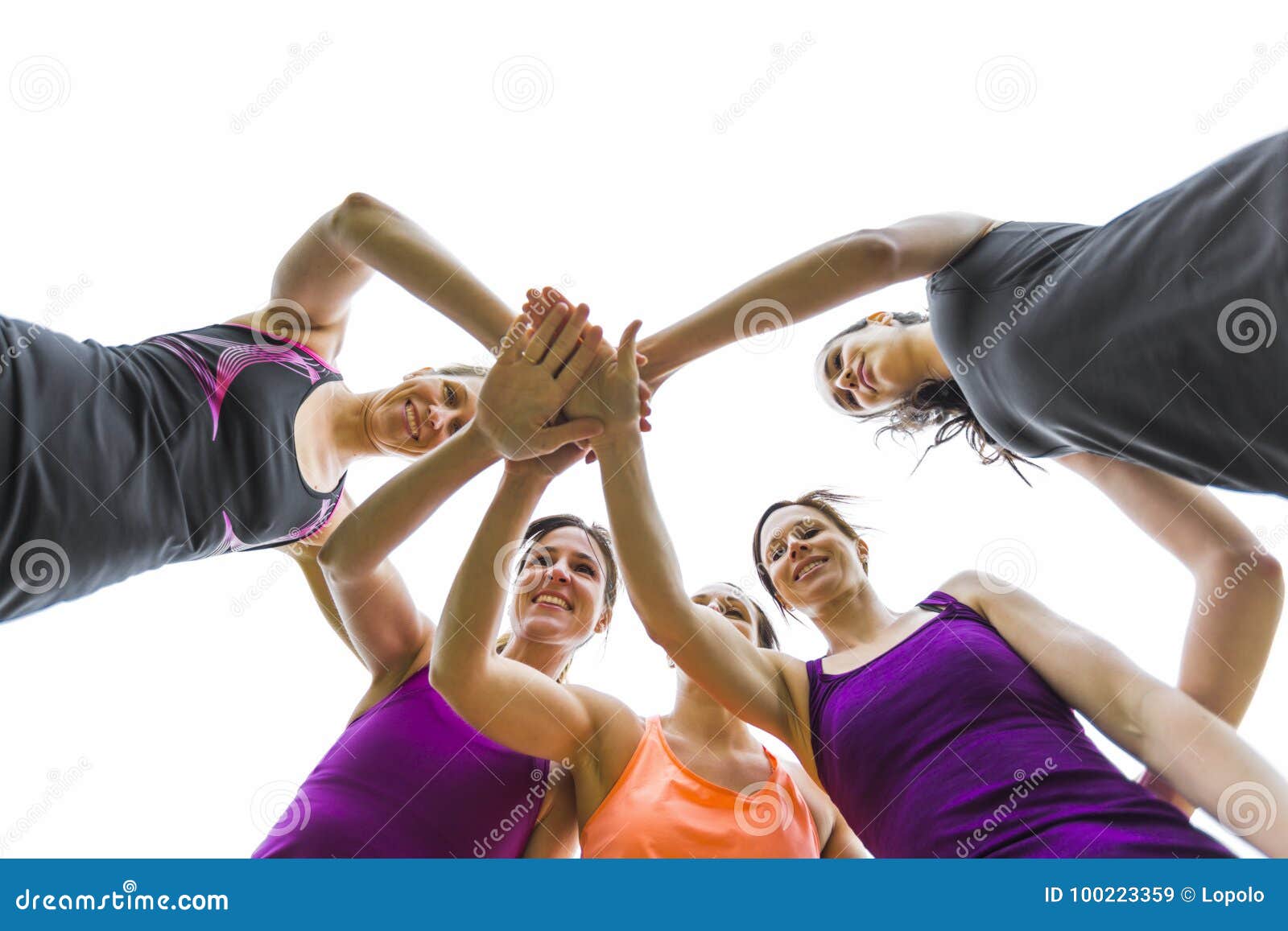 Happy Running Team on the Grass Stock Image - Image of copy, jogging ...