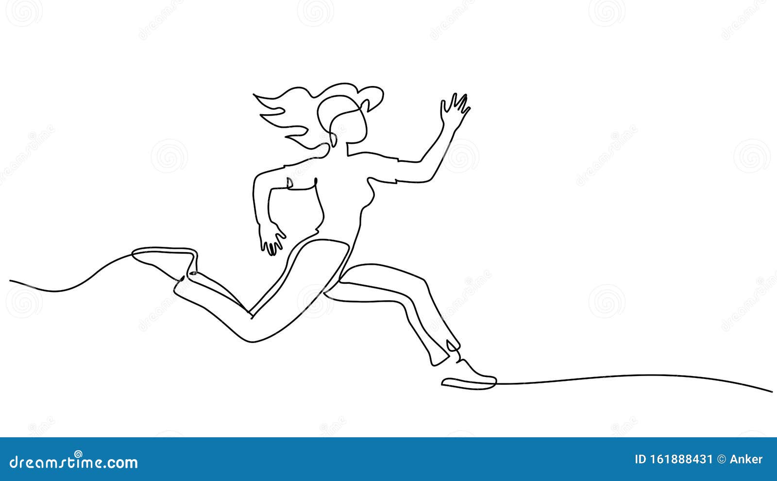 Happy Running Woman. Continuous One Line Drawing Stock Vector ... Happy Running Woman. Continuous One Line Drawing Stock Vector ...