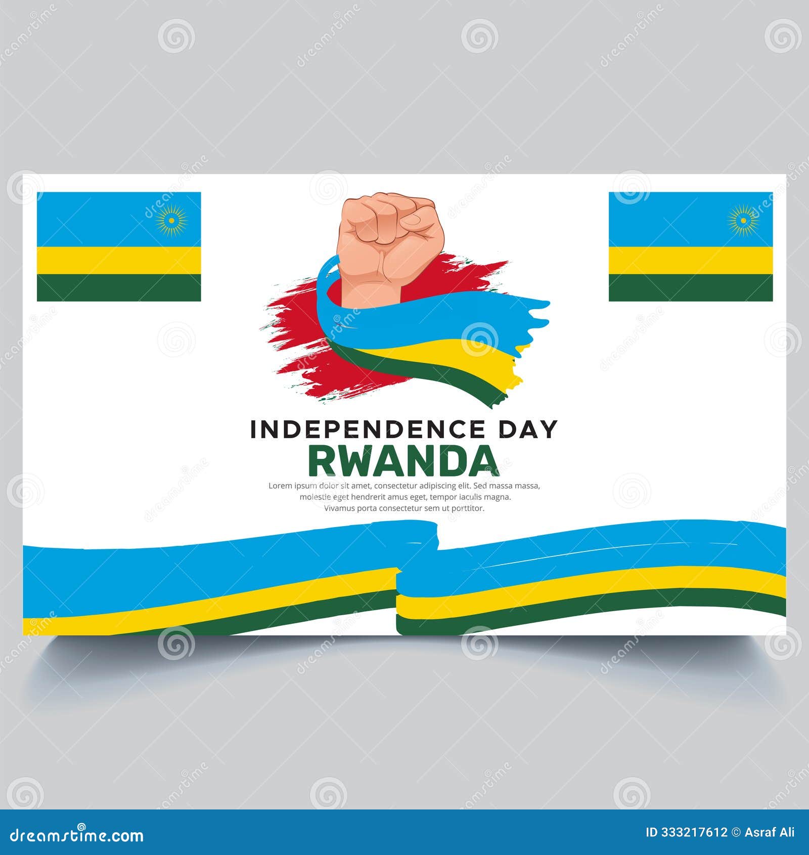 Happy Rwanda Independence Day Banner and Hand Flag Design Vector Stock ...