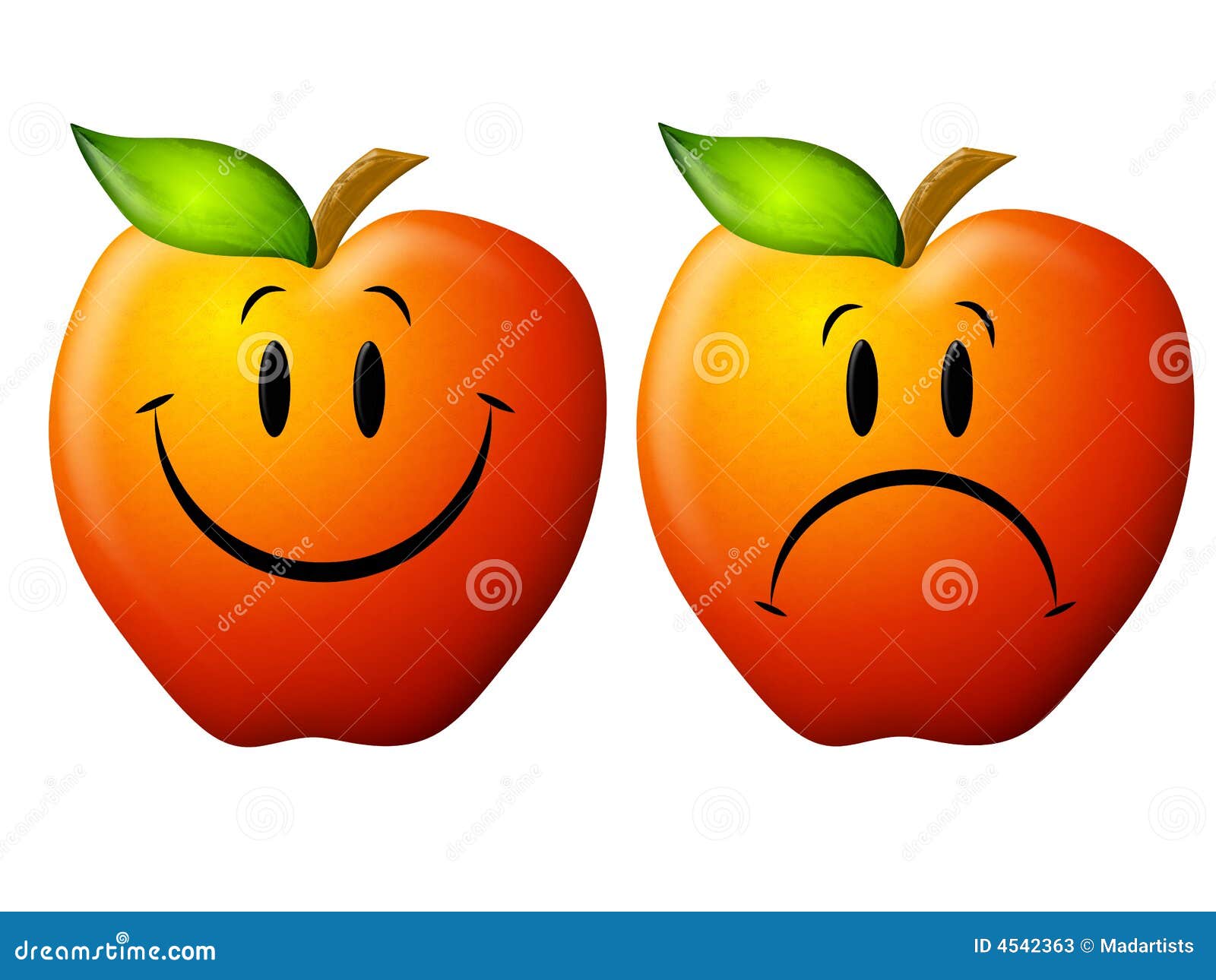 Happy and Sad Cartoon Apples Stock Illustration - Illustration of ...