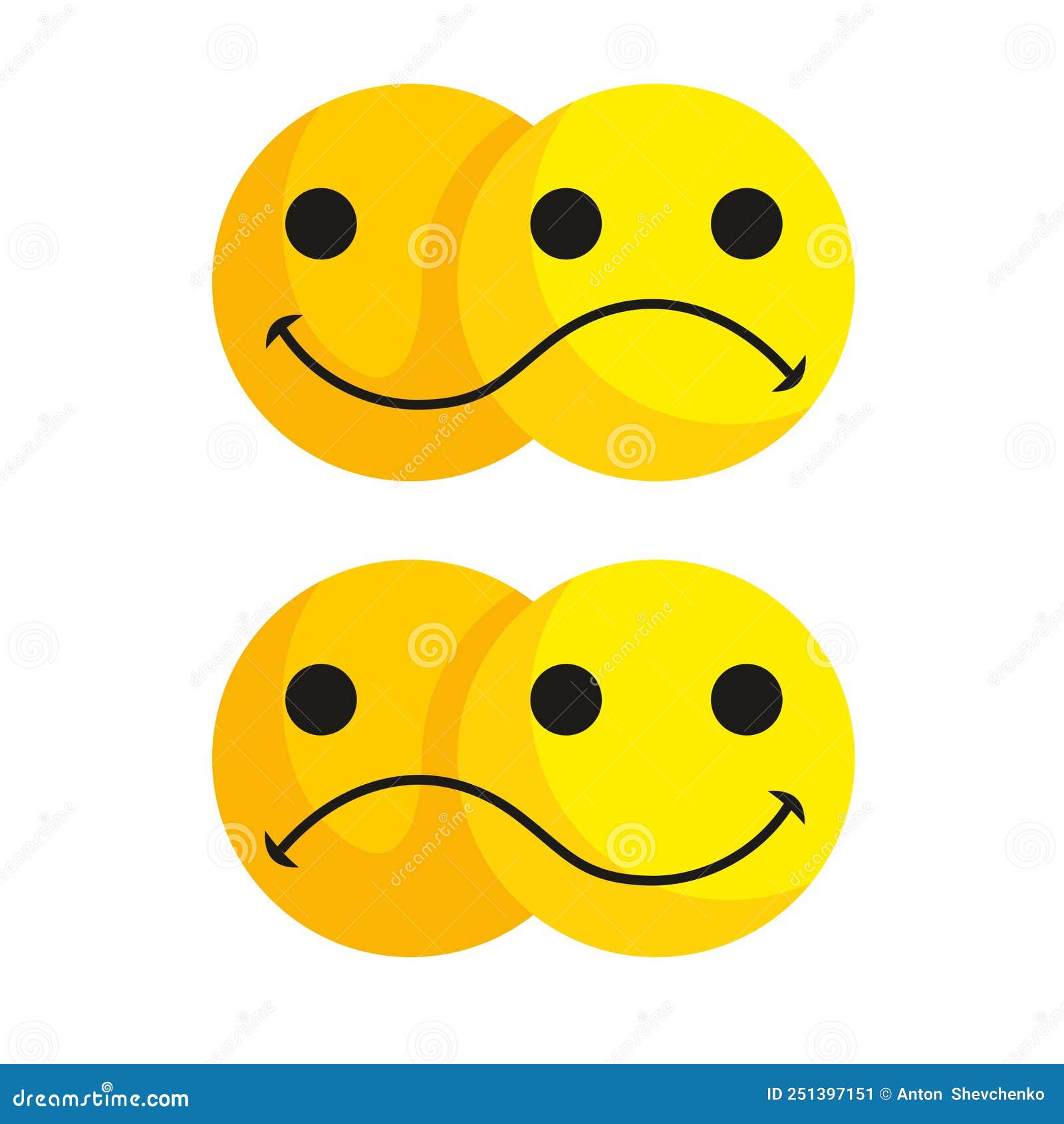 Happy and sad emoticon stock illustration. Illustration of colors ...