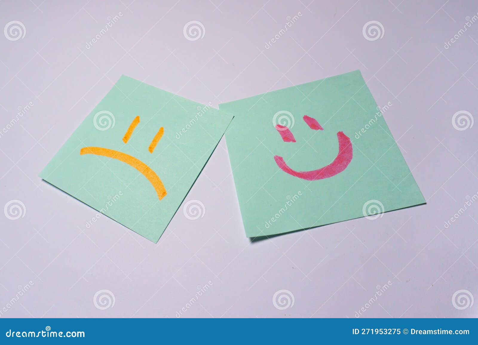 Happy and Sad Faces on Sticky Notes Stock Image - Image of small ...