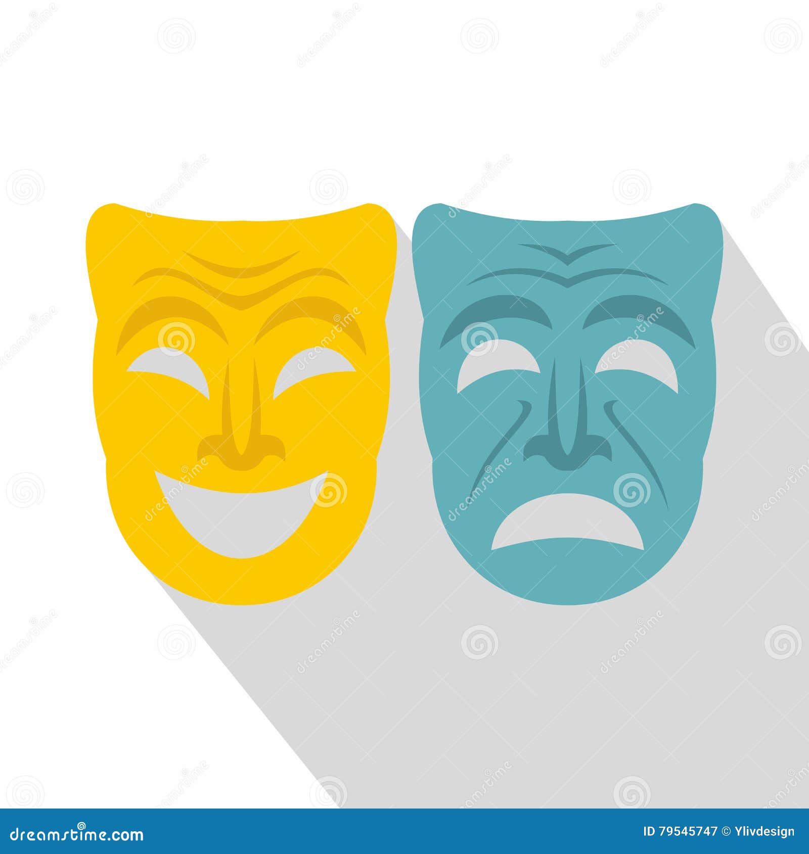 Happy And Sad Mask Icon, Flat Style Cartoon Vector | CartoonDealer.com ...