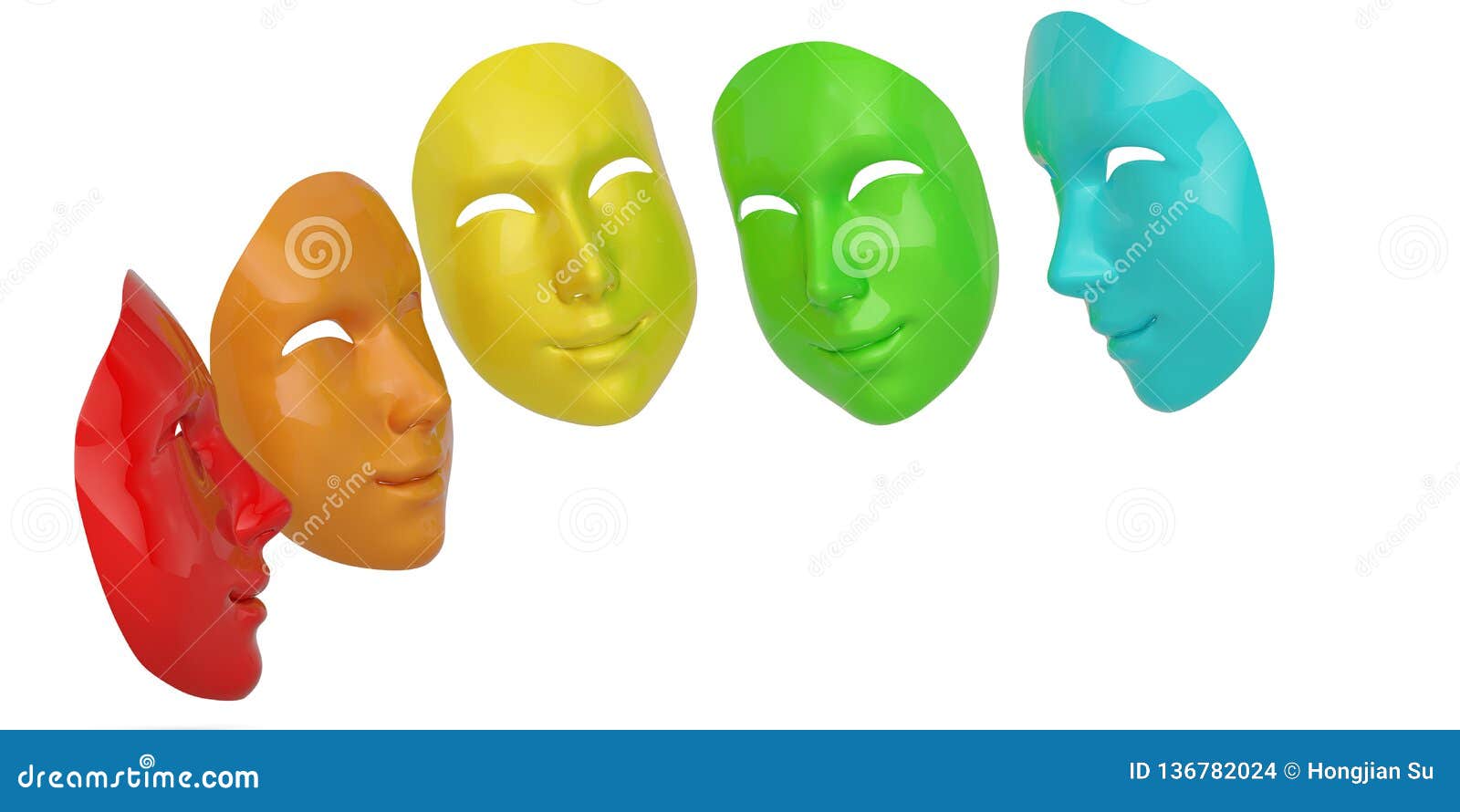 Happy and Sad Mask Isolated on White Background 3D Illustration Stock ...