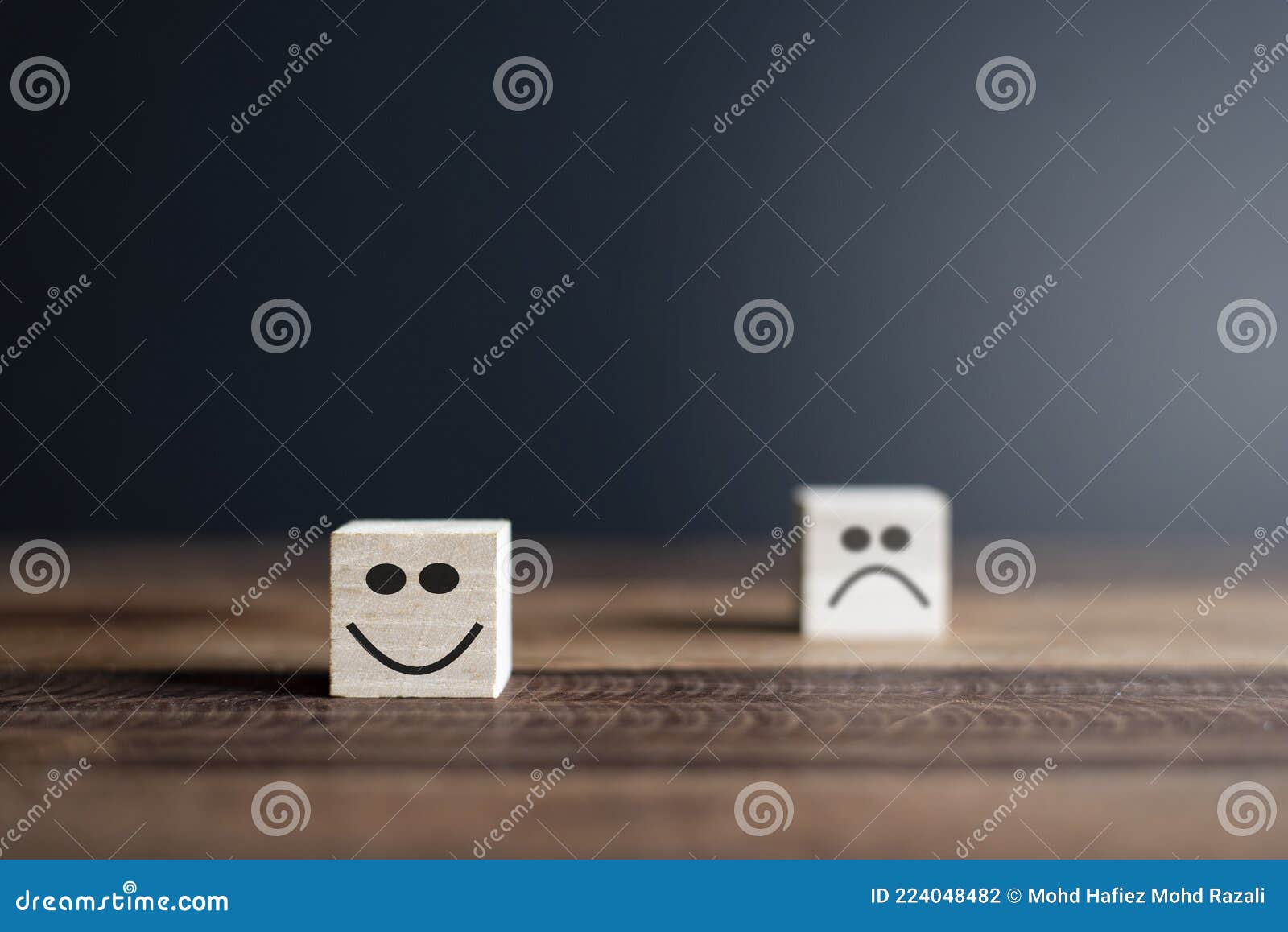Happy and Sad Smiley Faces on Wooden Blocks Stock Photo - Image of ...