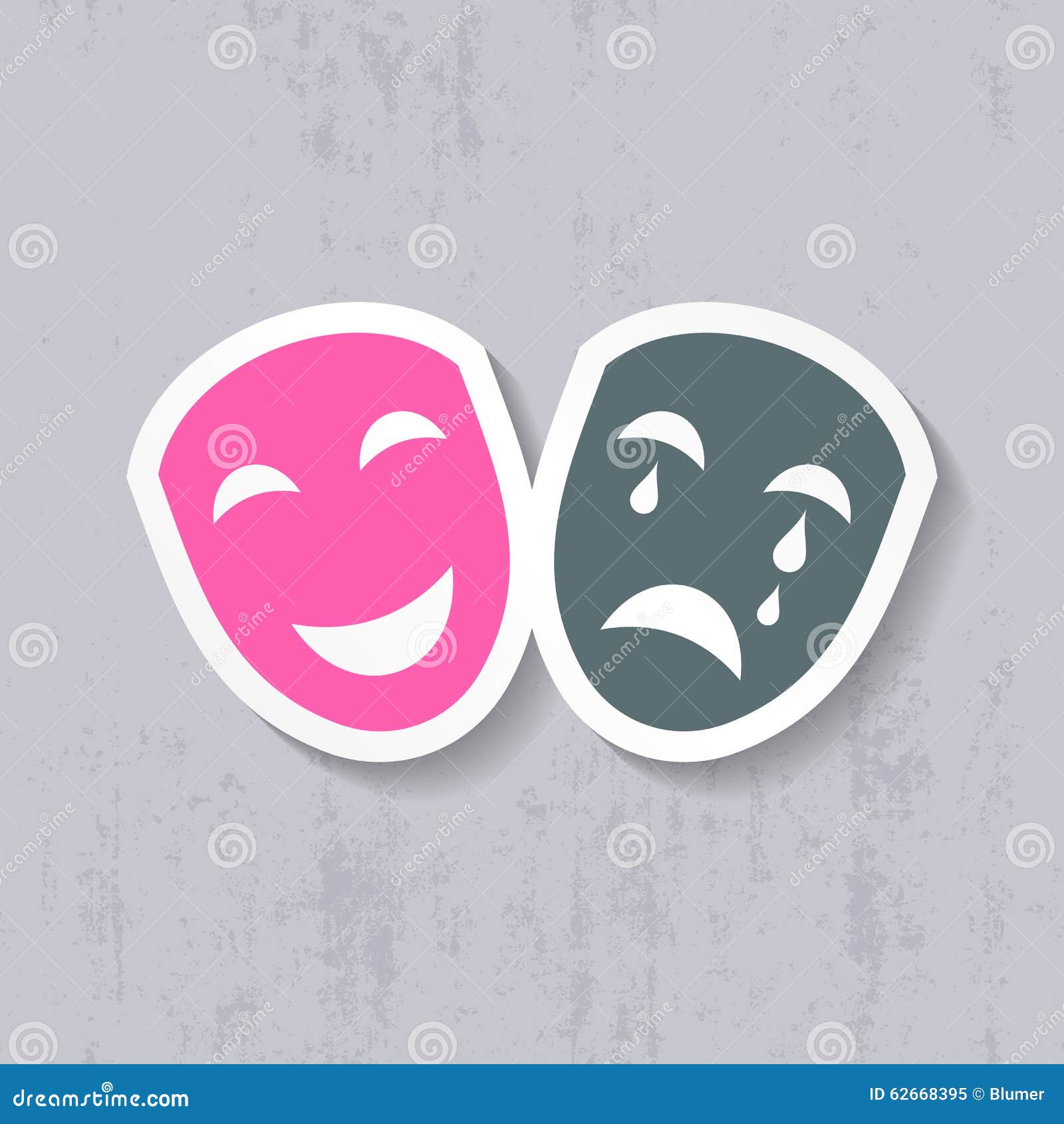 Theatrical Masks Double Face Happy And Sad Face Logo Royalty-Free ...