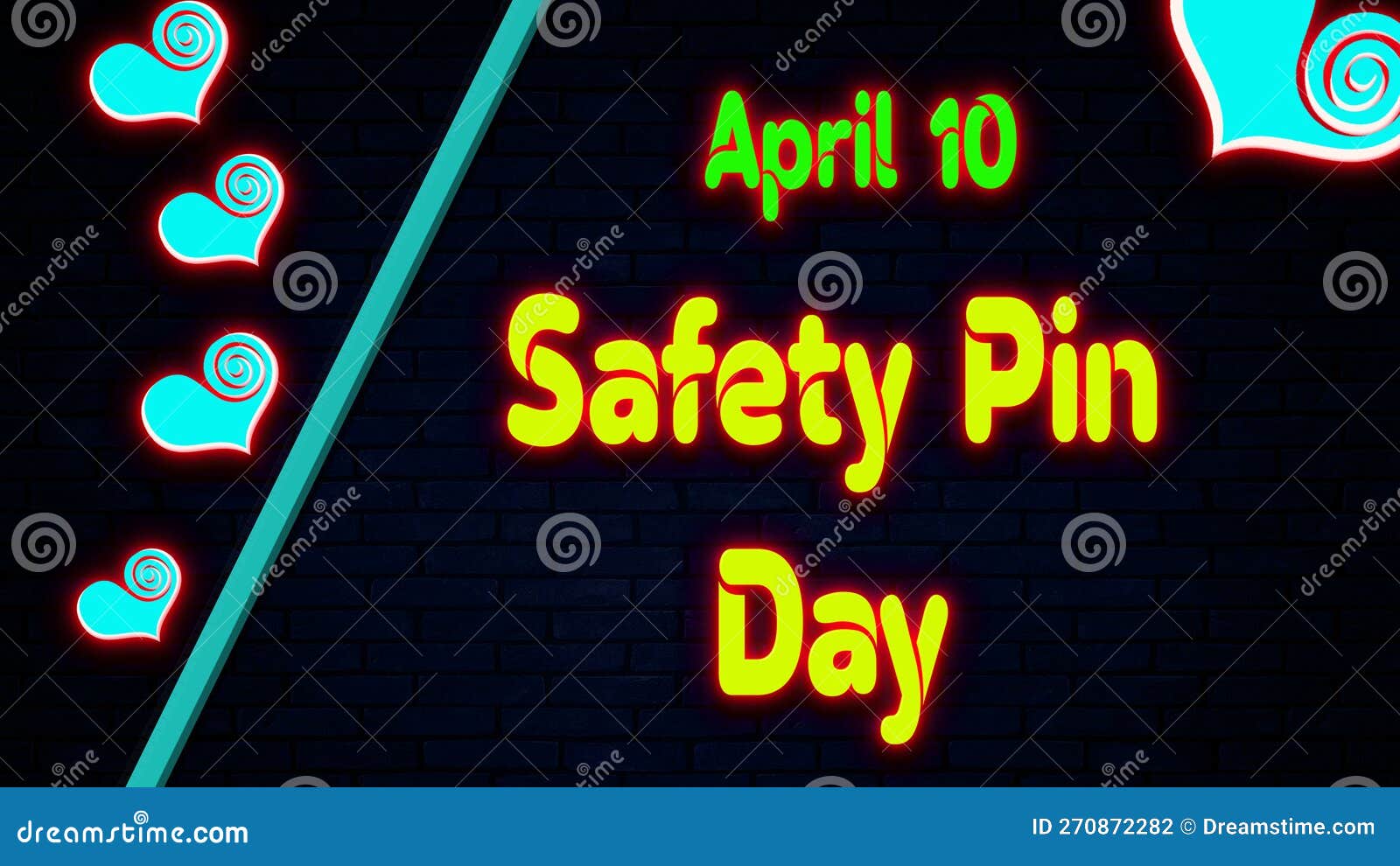 Happy Safety Pin Day April 10 Calendar Of April Neon Text Effect Design Stock Illustration