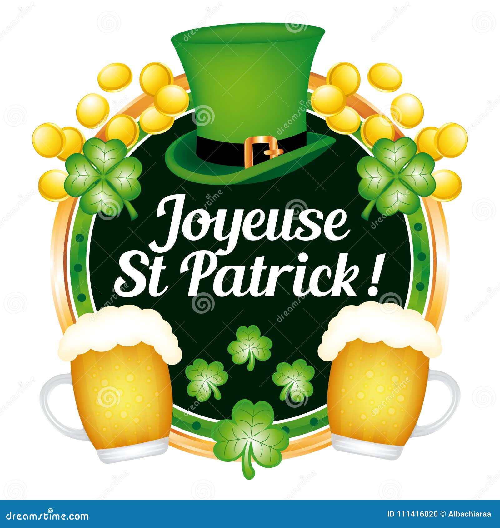 Happy Saint Patrick`s Day ! French Text. Stock Vector - Illustration of ...