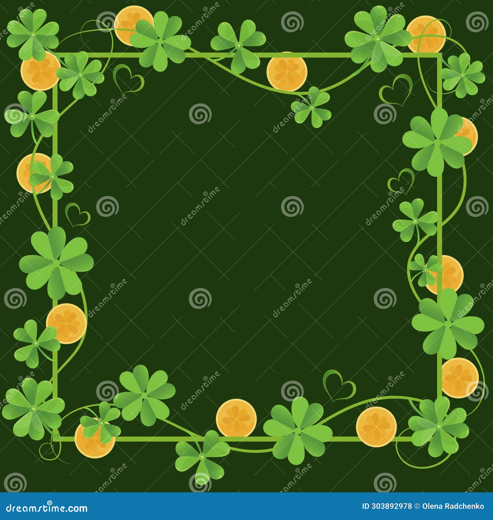 Happy Saint Patricks Day Pattern Card Design With Clever Leaves Gold