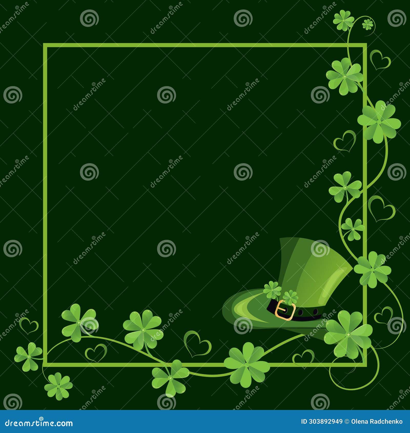 Happy Saint Patricks Day Pattern Card Design With Clever Leaves And Hat
