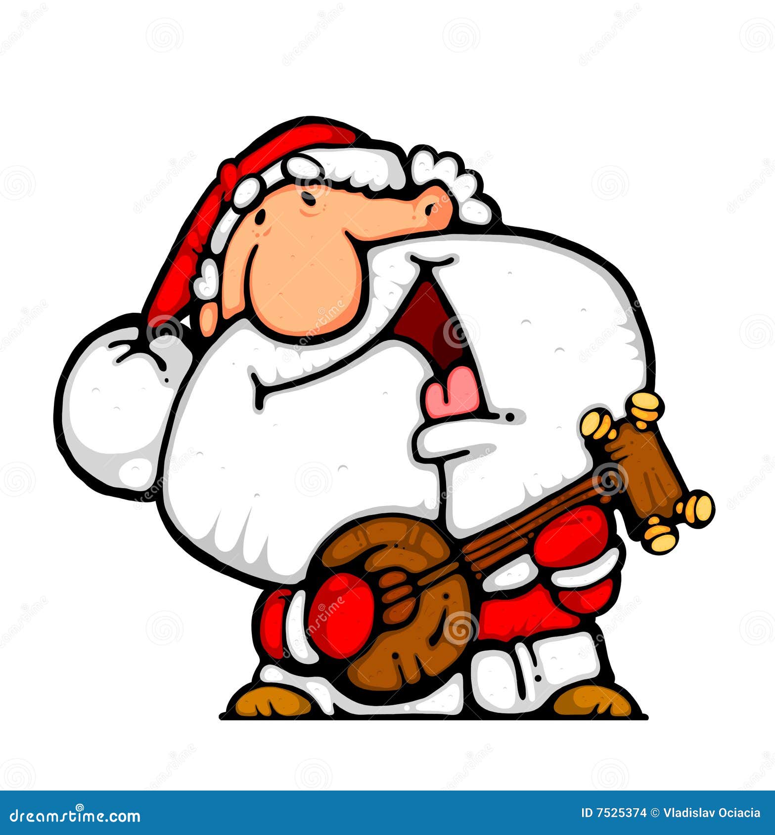 Happy santa banjo musician stock illustration. Illustration of ...