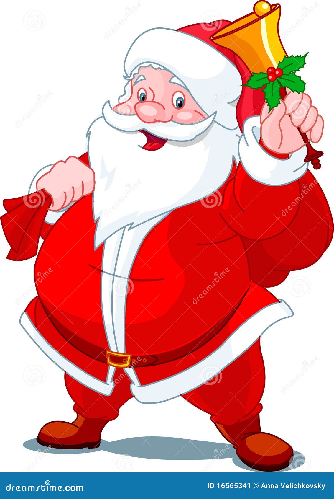 Happy Santa with bell stock vector. Illustration of santa - 16565341